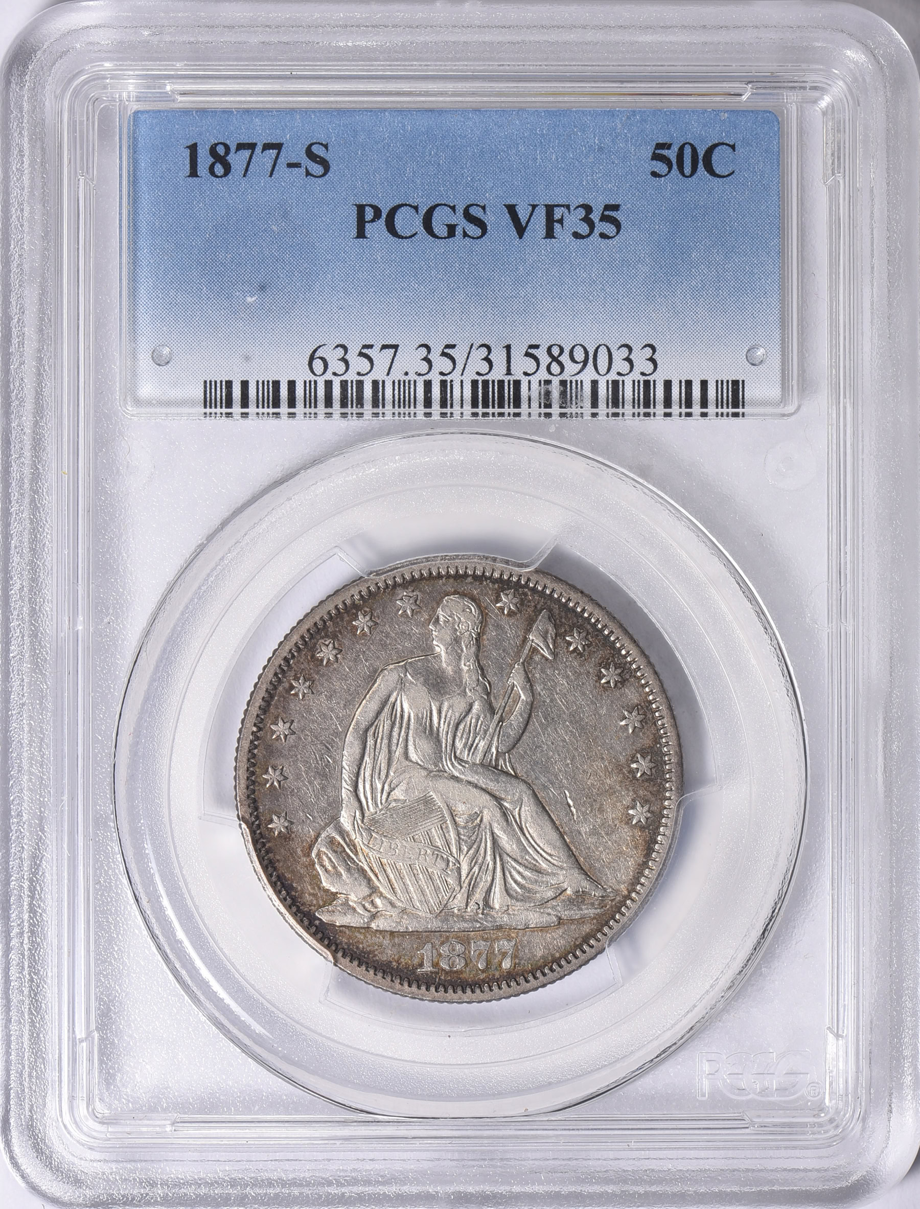 1877-S Seated Liberty Half Dollar PCGS VF-35 (Toned) (Item 1741502) | GreatCollections Coin Auctions