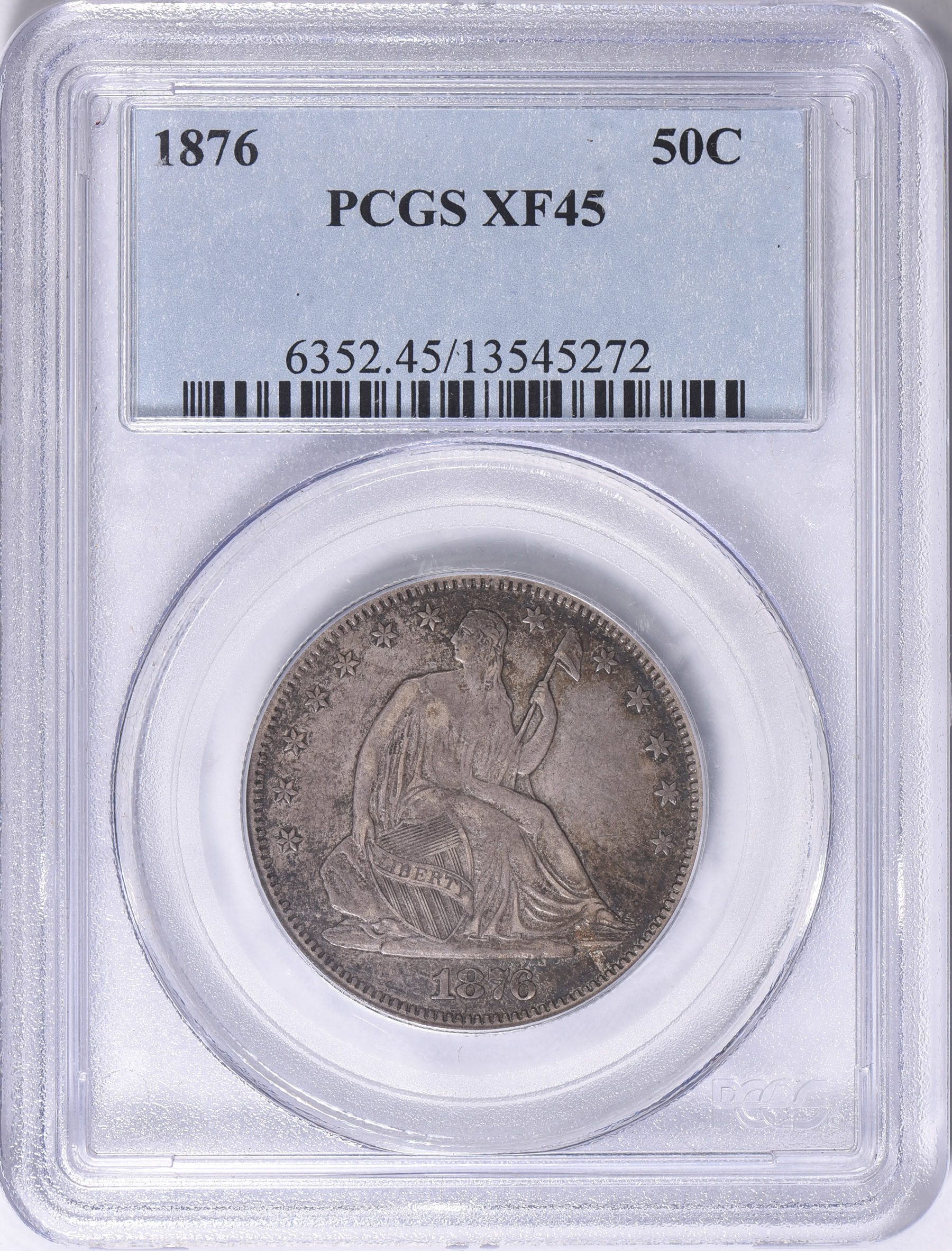 1876 Seated Liberty Half Dollar PCGS XF-45 (Toned) (Item 1741503) | GreatCollections Coin Auctions