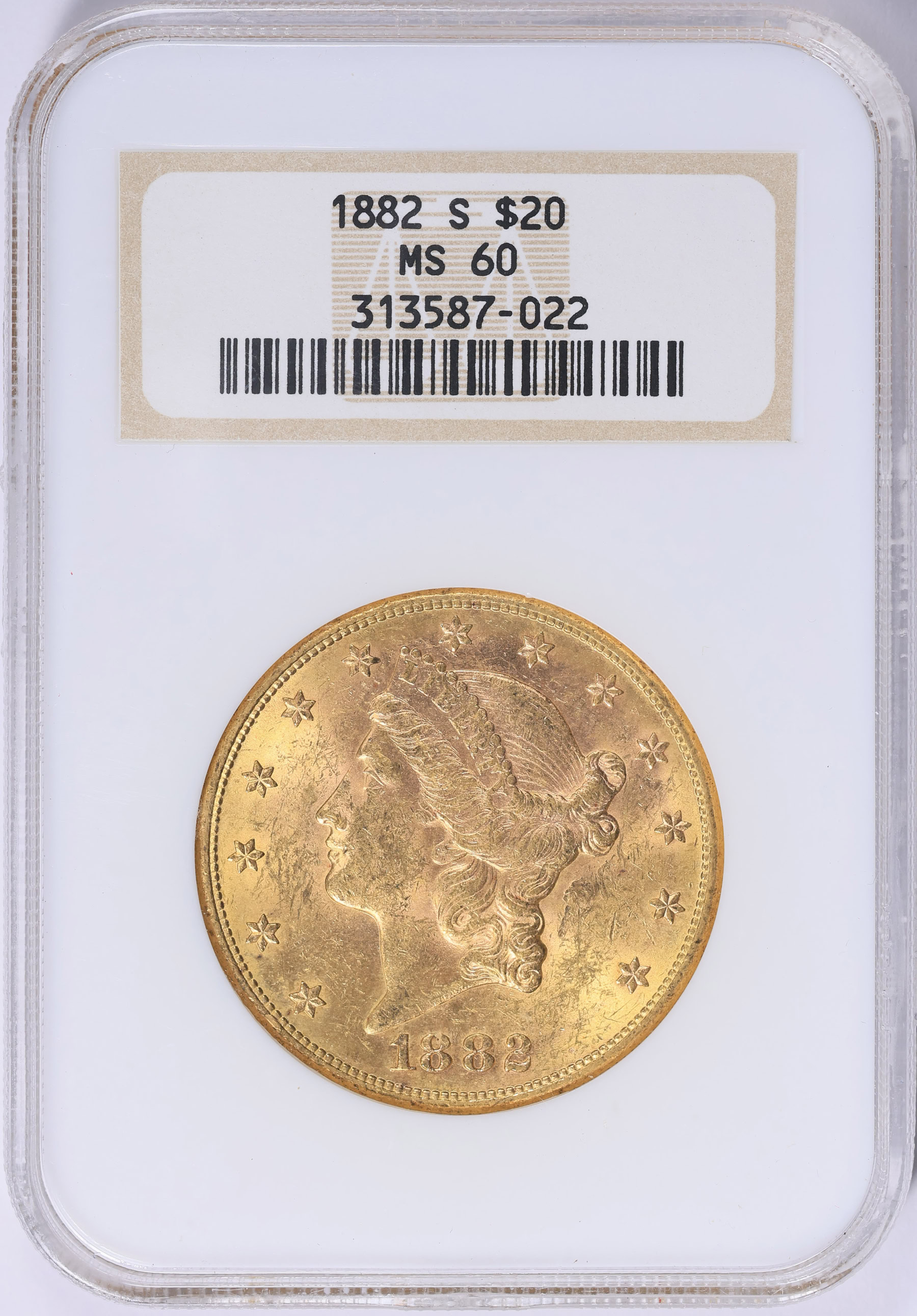 1882-S Liberty Gold Double Eagle NGC MS-60 OH (Item 1741666 ...