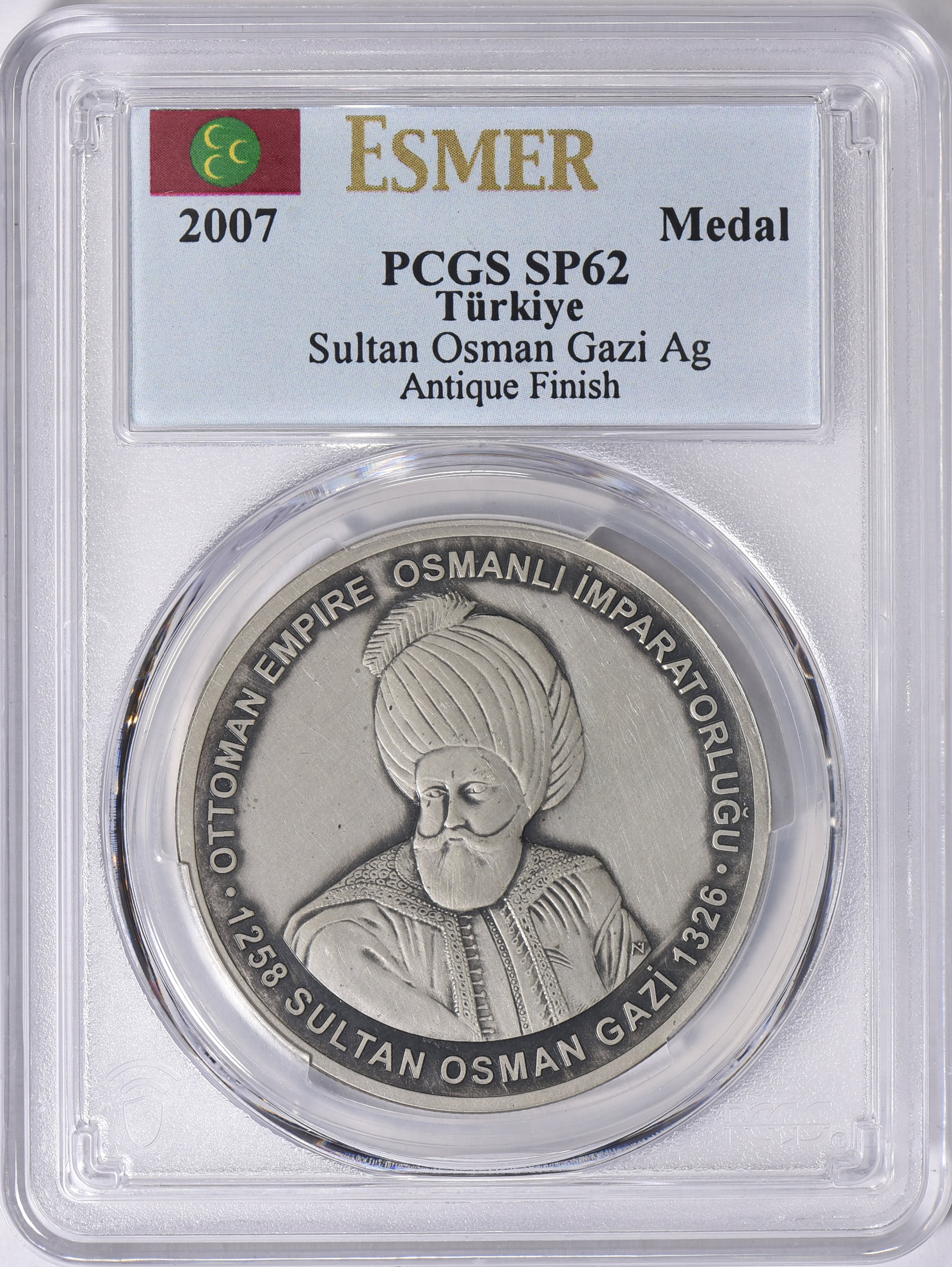 Turkey 2007 Silver 38mm Sultans Series Osman Gazi Medal Antique Finish ...