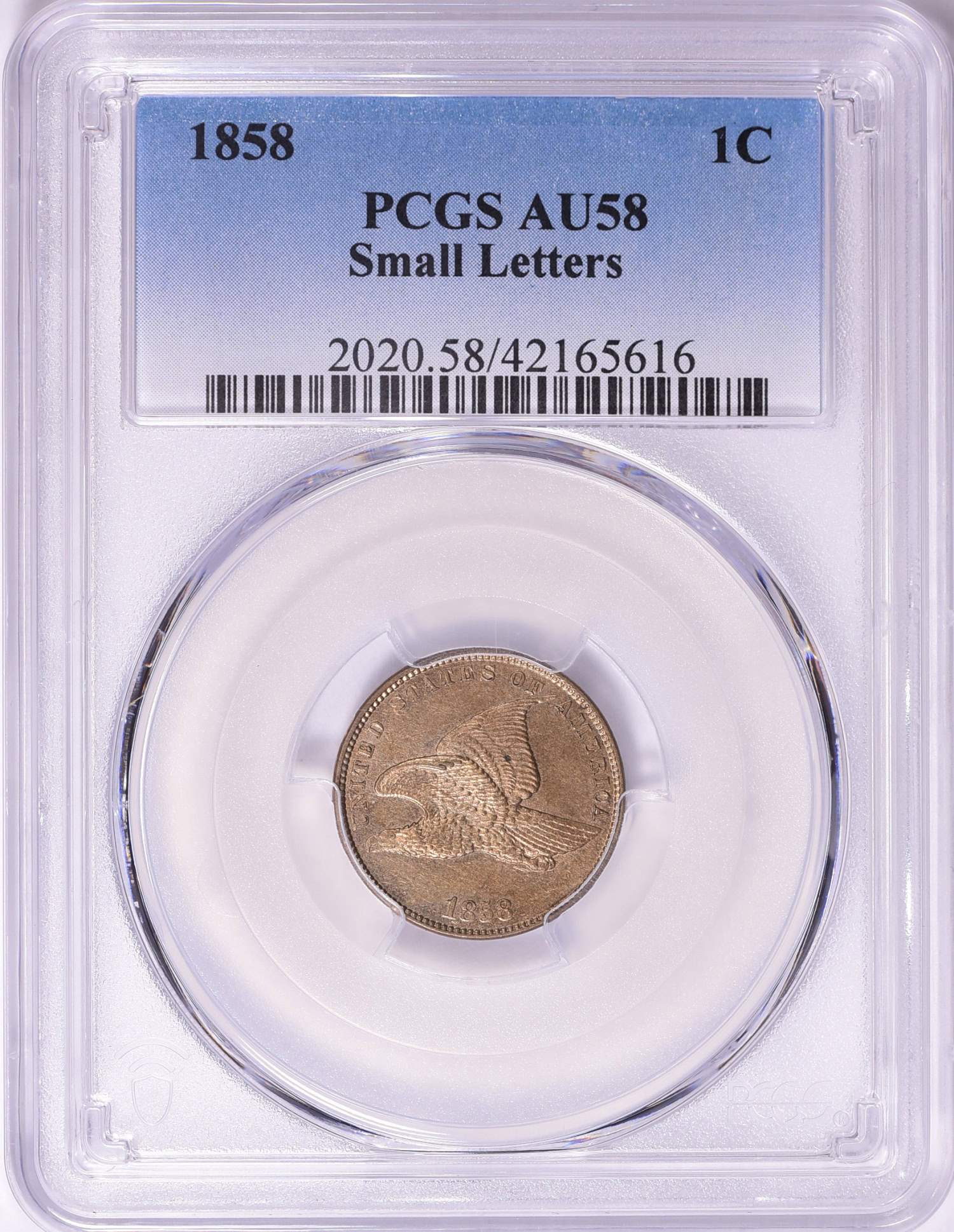 1858 Flying Eagle Cent Small Letters PCGS AU-58 (Item 1741843 ...