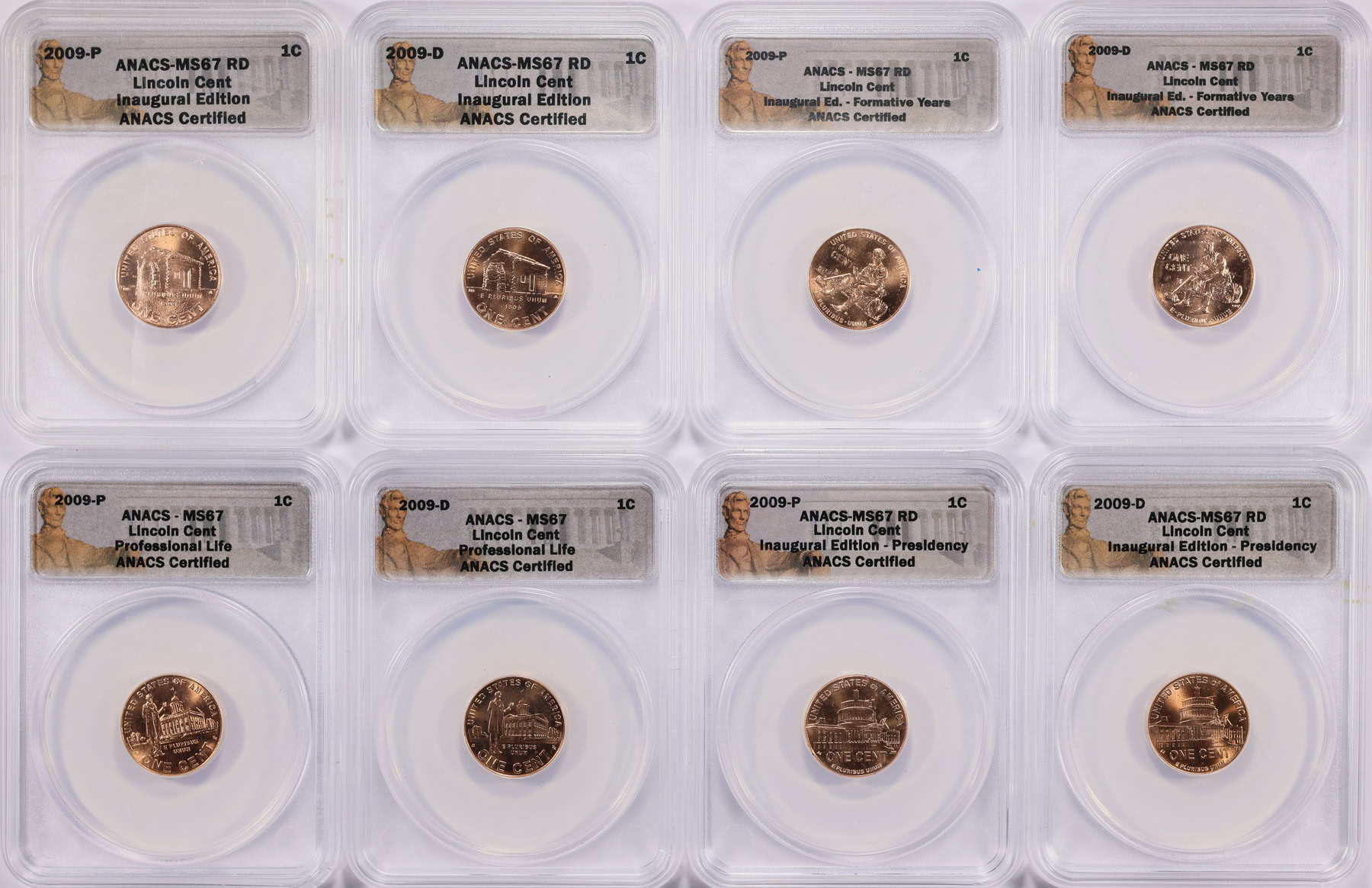 2009-P and 2009-D Lincoln Cent Bicentennial Set Inaugural Edition ANACS ...