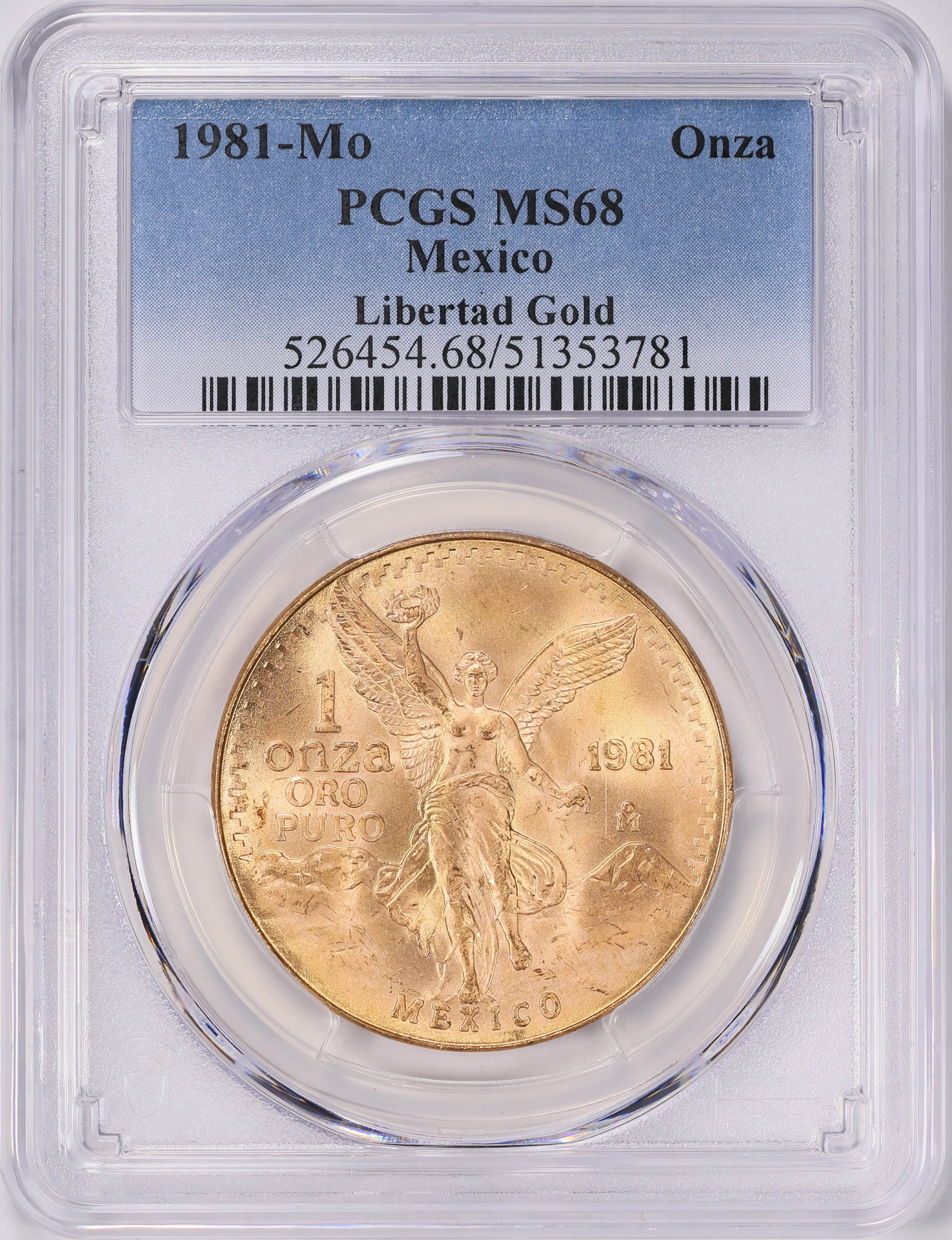 Mexico 1981-Mo Gold Onza Libertad KM-489 PCGS MS-68 (AGW = 0.999 oz.) (Item 1742077 ...