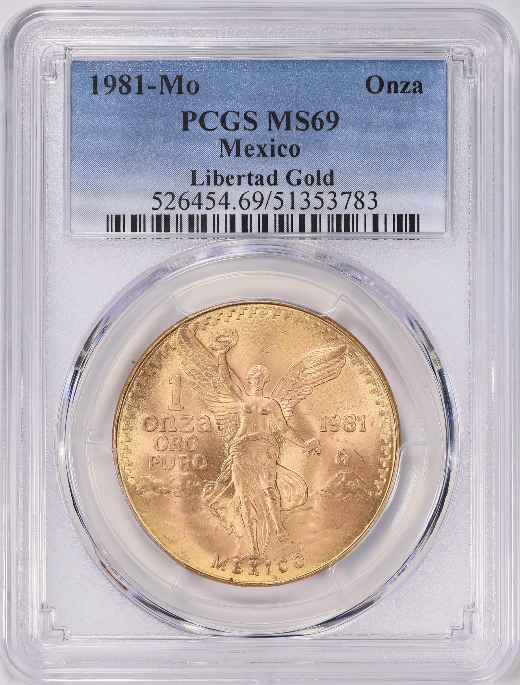 Mexico 1981-Mo Gold Onza Libertad KM-489 PCGS MS-69 (AGW = 0.999 oz.) (Item 1742079 ...
