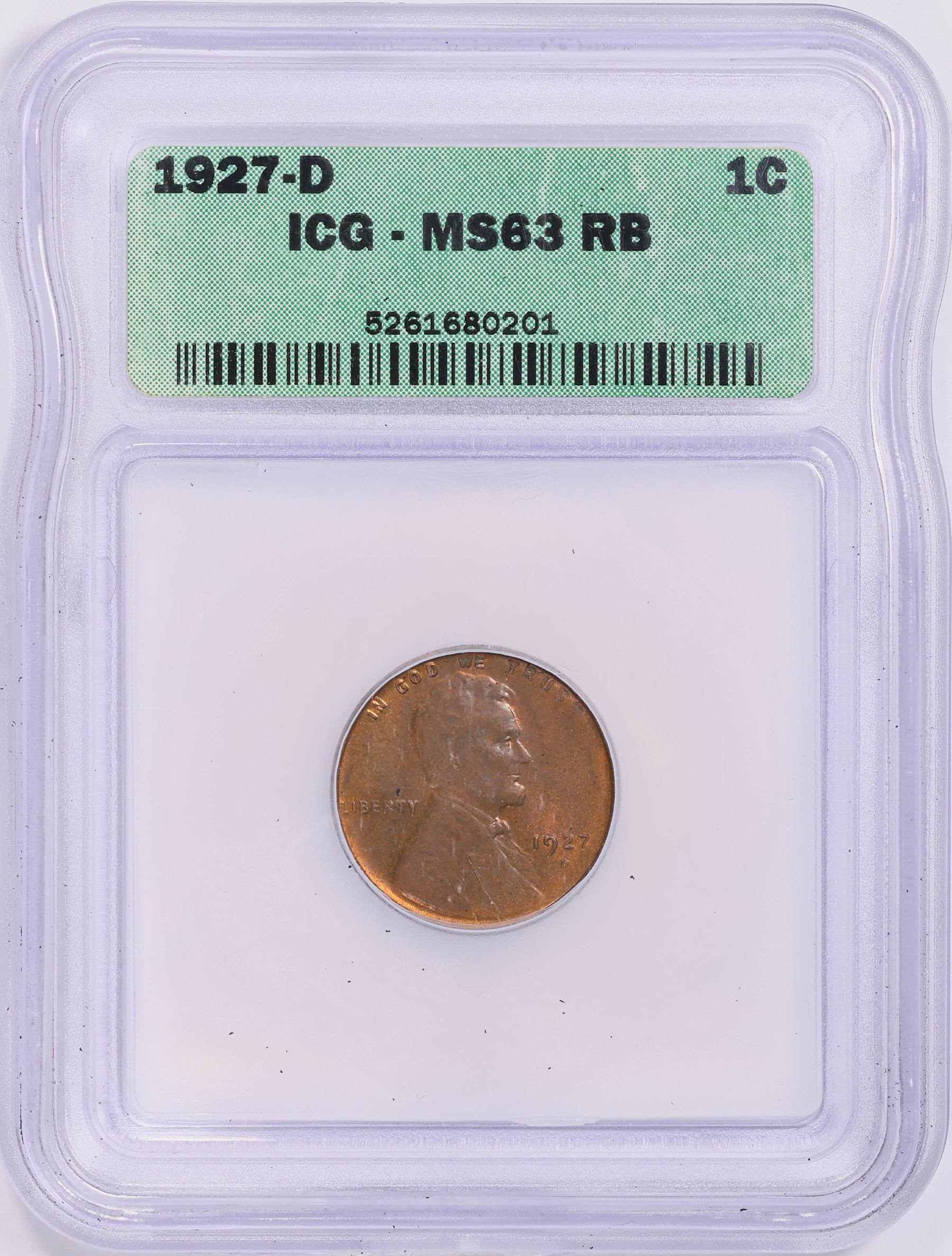 1927-D Lincoln Cent ICG MS-63 RB (Item 1742114) | GreatCollections Coin ...