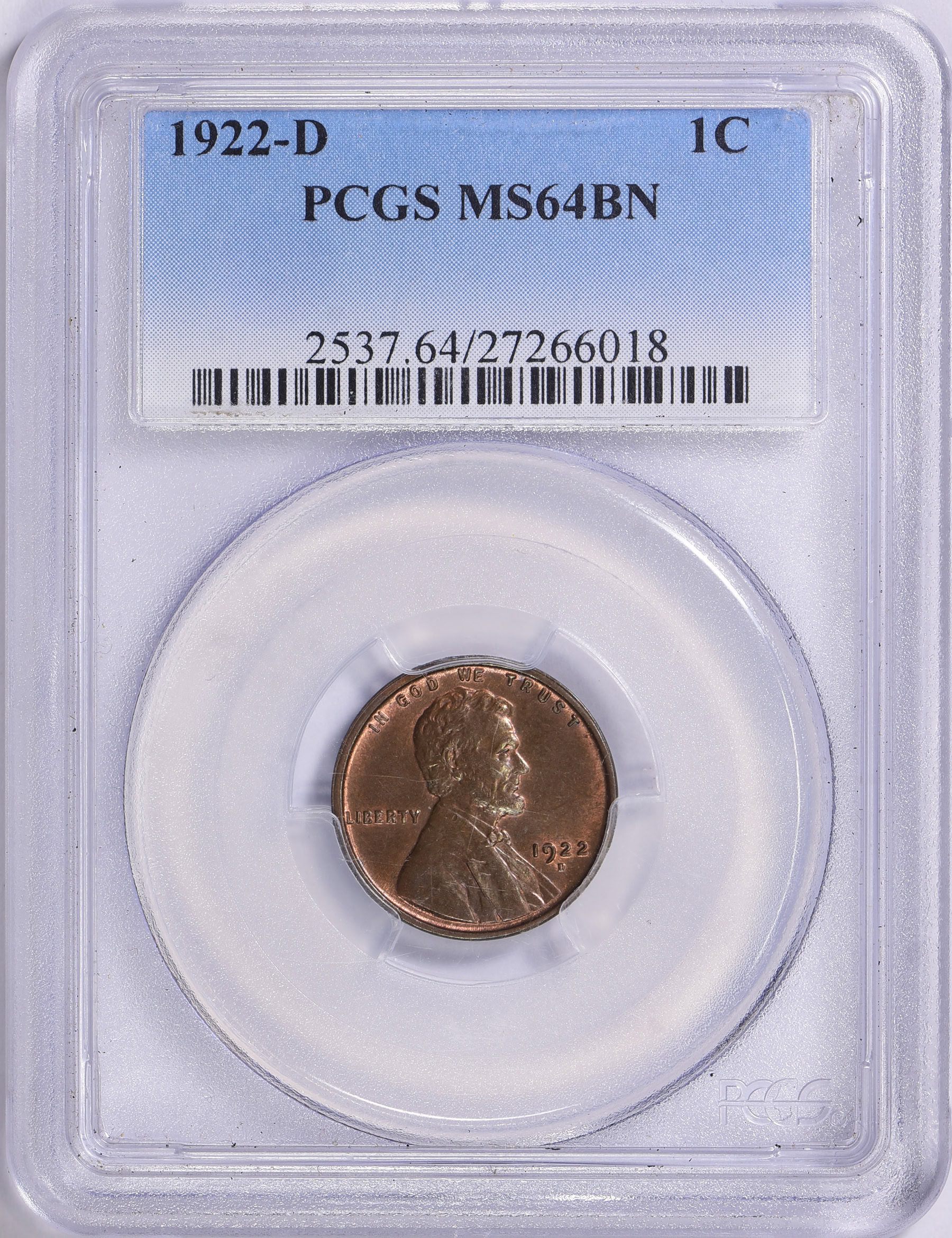 1922-D Lincoln Cent PCGS MS-64 BN (Item 1742166) | GreatCollections ...