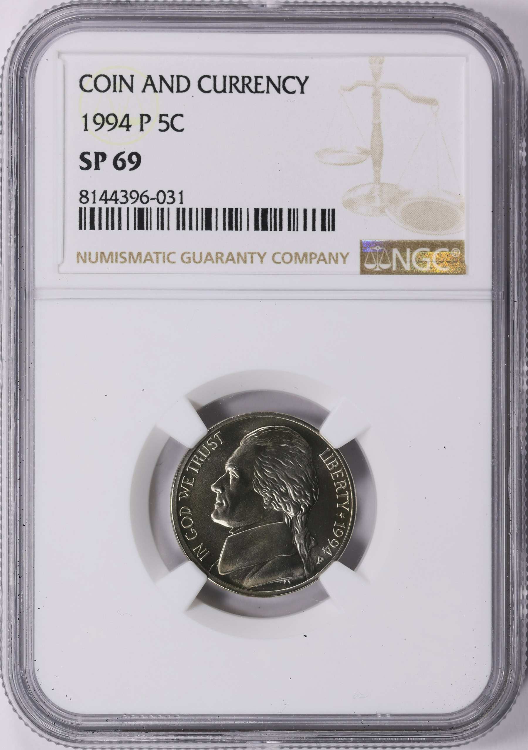1994-P Jefferson Nickel NGC SP-69 (Item 1742184) | GreatCollections ...