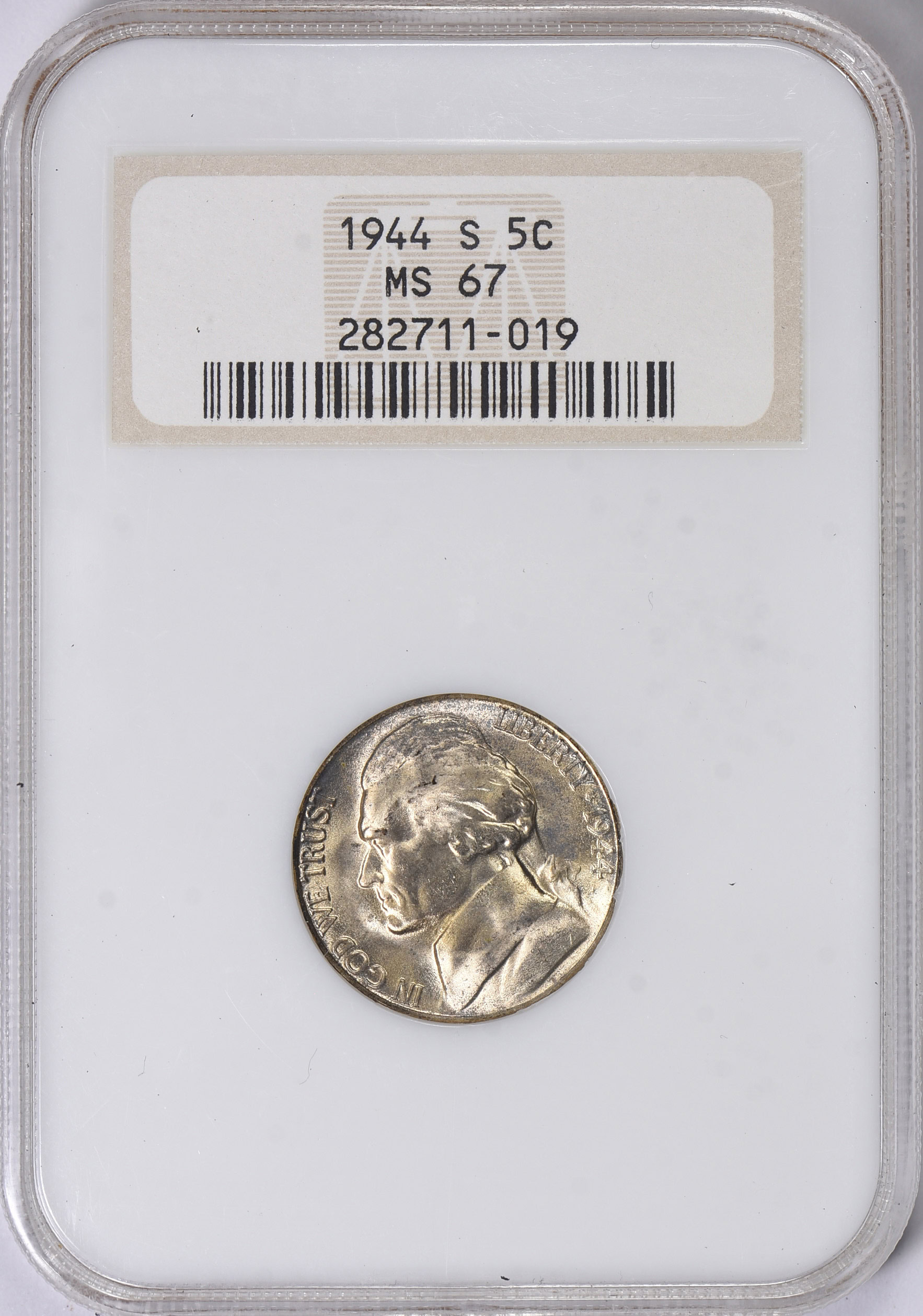 1944-S Jefferson Nickel NGC MS-67 OH (Item 1742226) | GreatCollections Coin Auctions