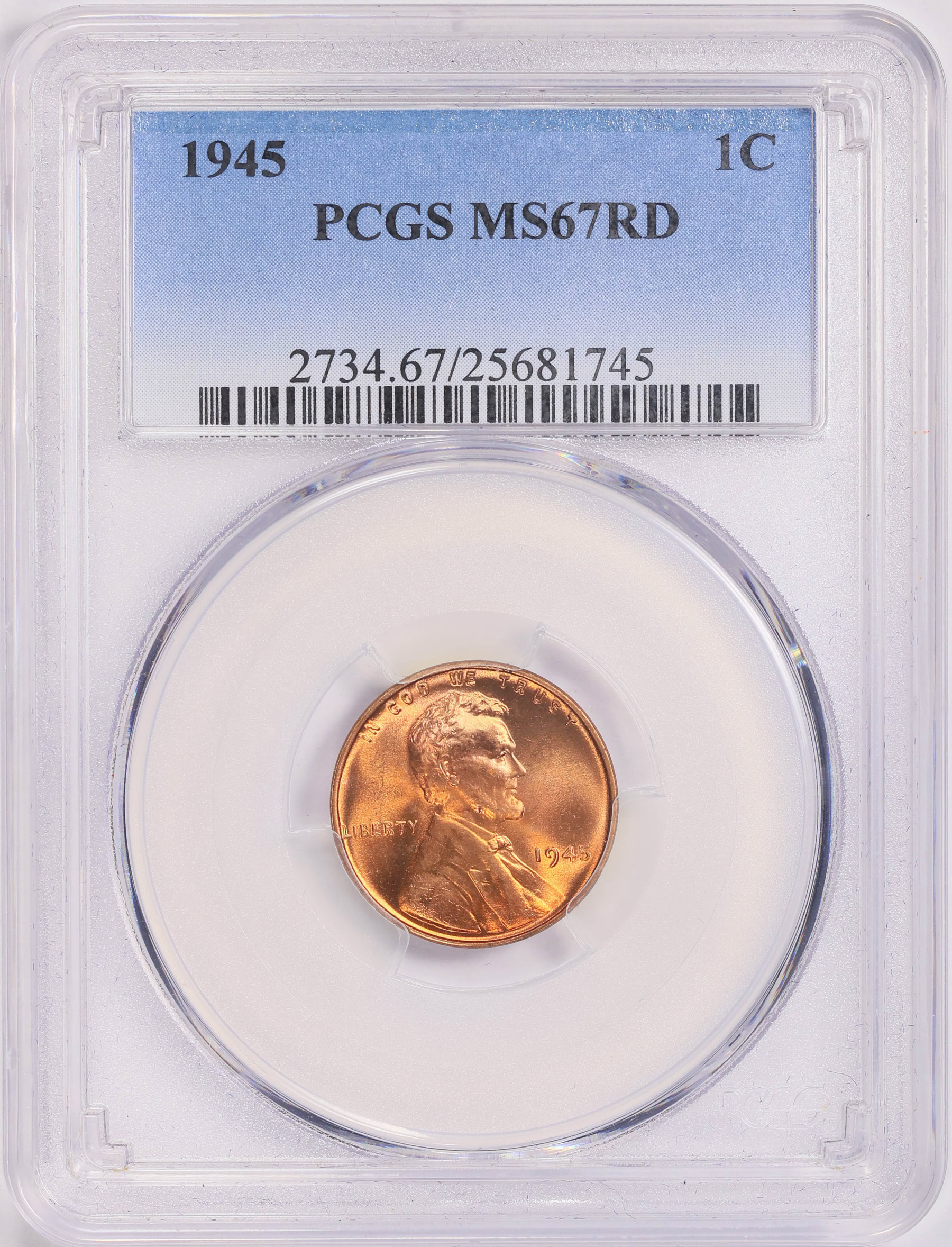 1945 Lincoln Cent PCGS MS-67 RD (Item 1742366) | GreatCollections Coin ...