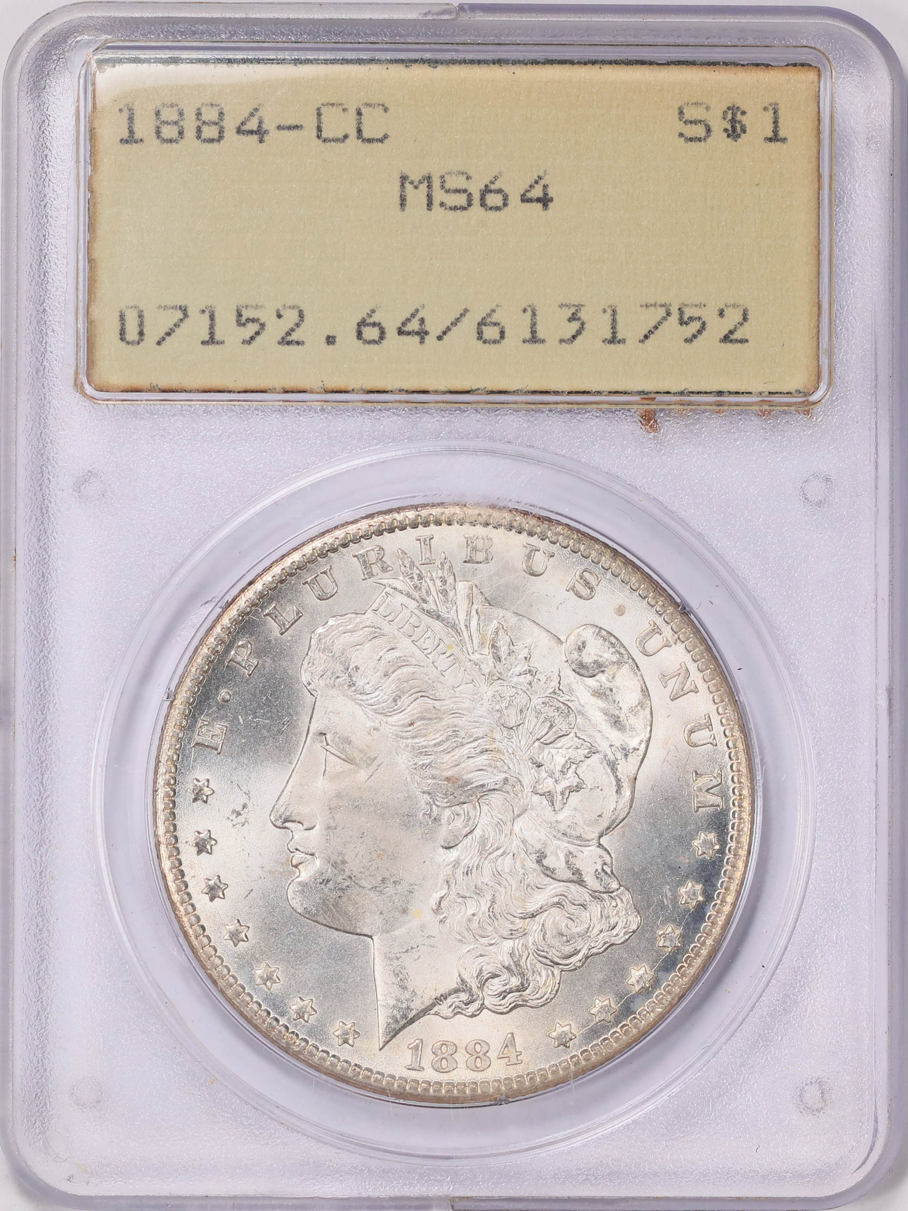1884-CC Morgan Silver Dollar PCGS MS-64 OGH (1st Gen) (Item 1742389) | GreatCollections Coin ...