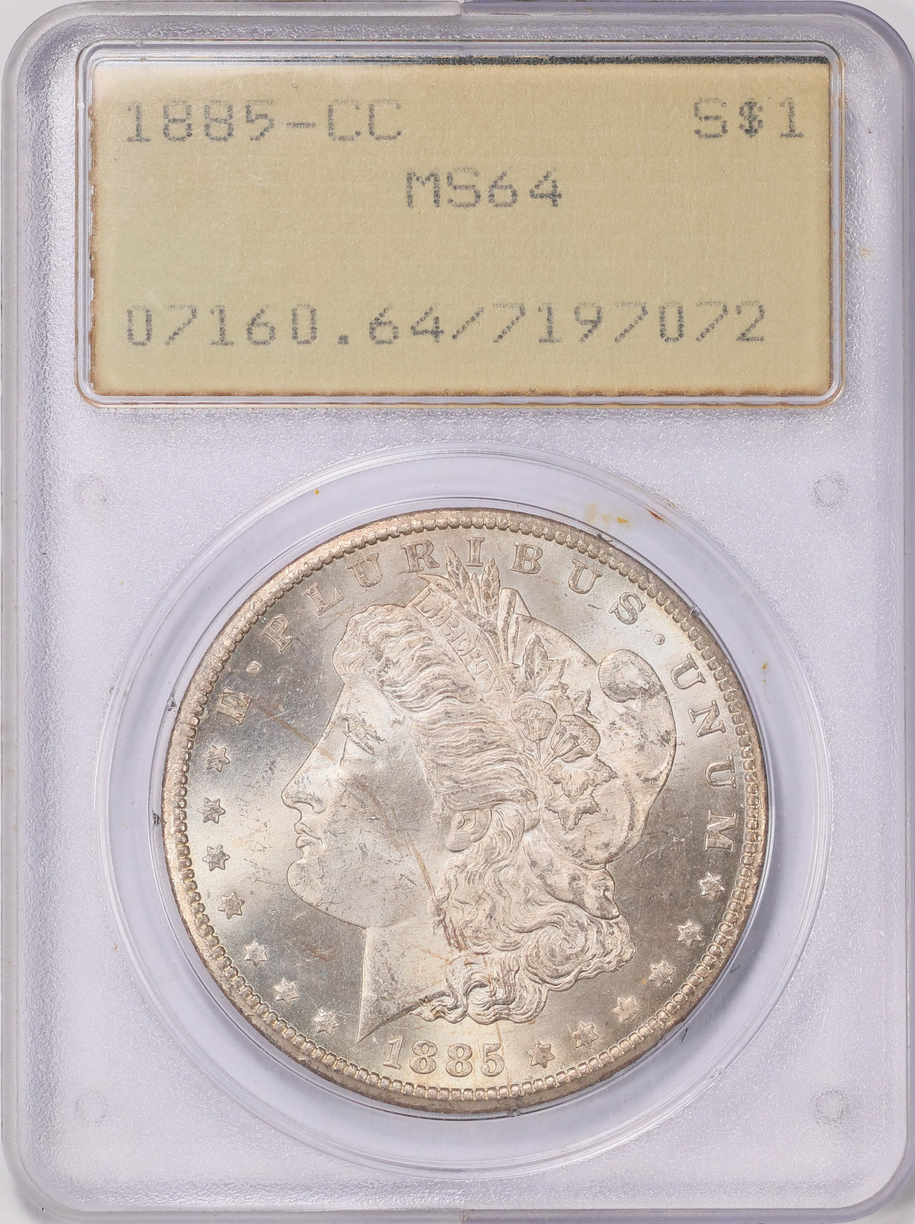 1885-CC Morgan Silver Dollar PCGS MS-64 OGH (1st Gen) (Item 1742390) | GreatCollections Coin ...