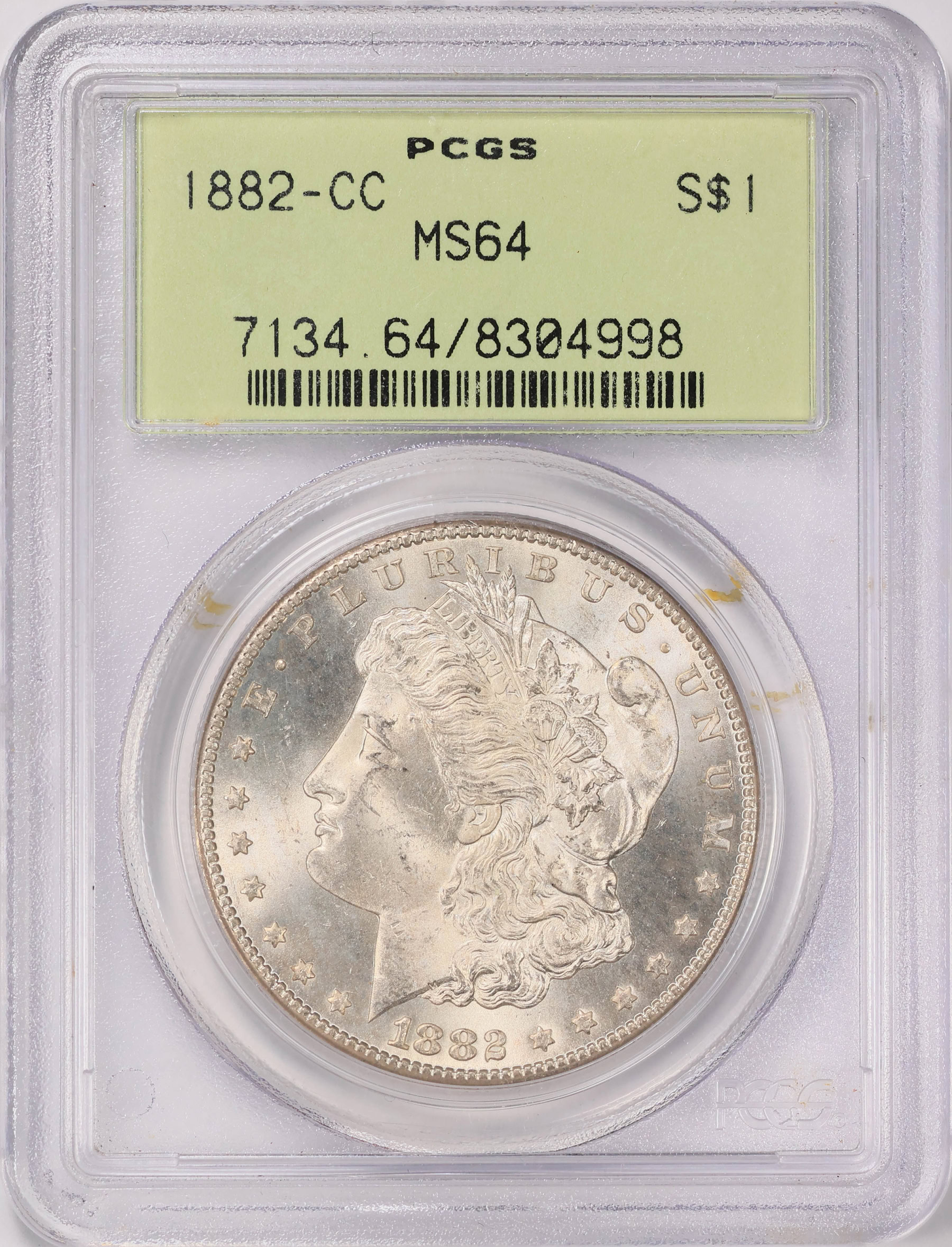 1882-CC Morgan Silver Dollar PCGS MS-64 OGH (Item 1742392) | GreatCollections Coin Auctions