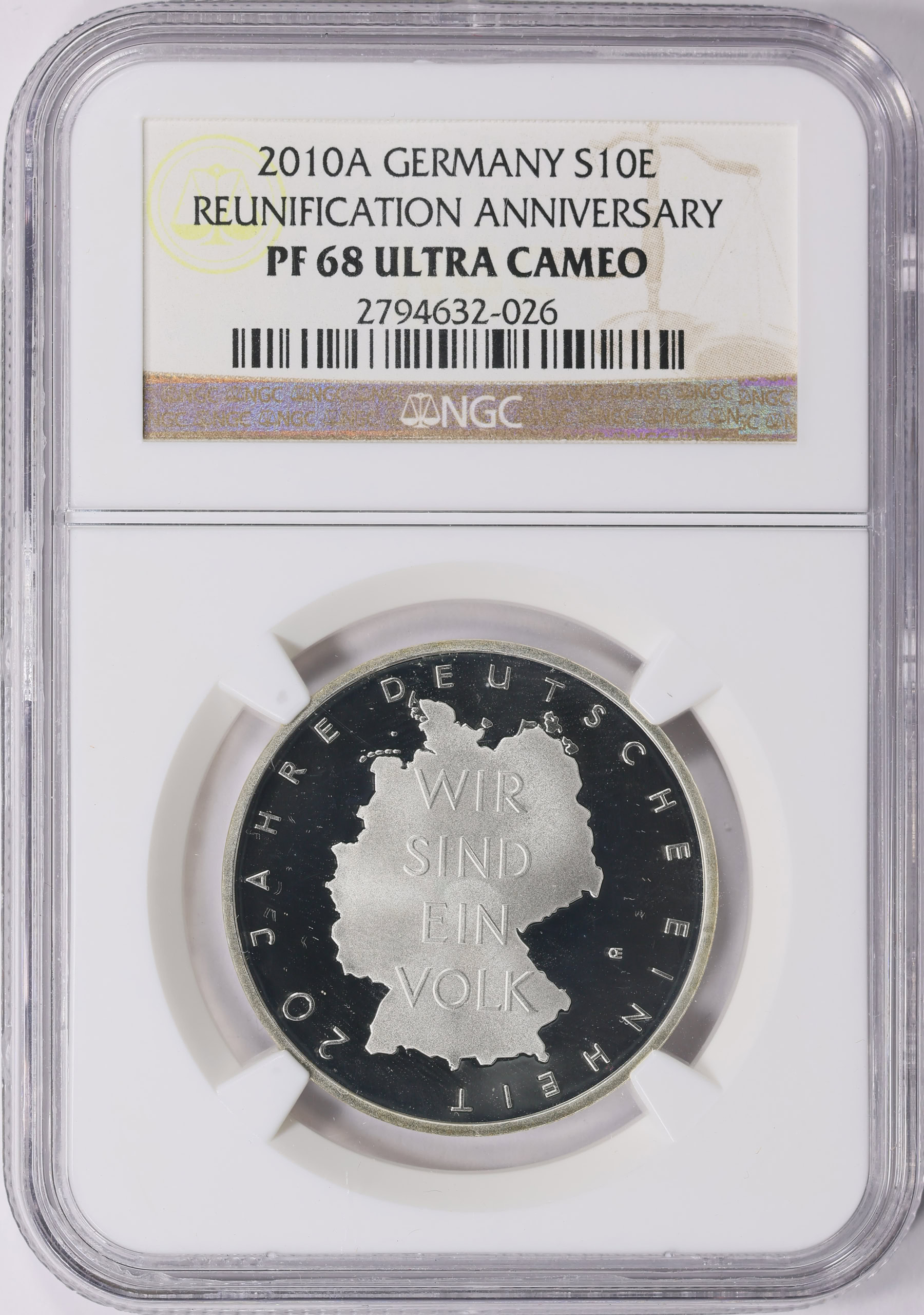 Germany 2010-A Silver €10 German Unification 20th Anniversary KM-290 ...