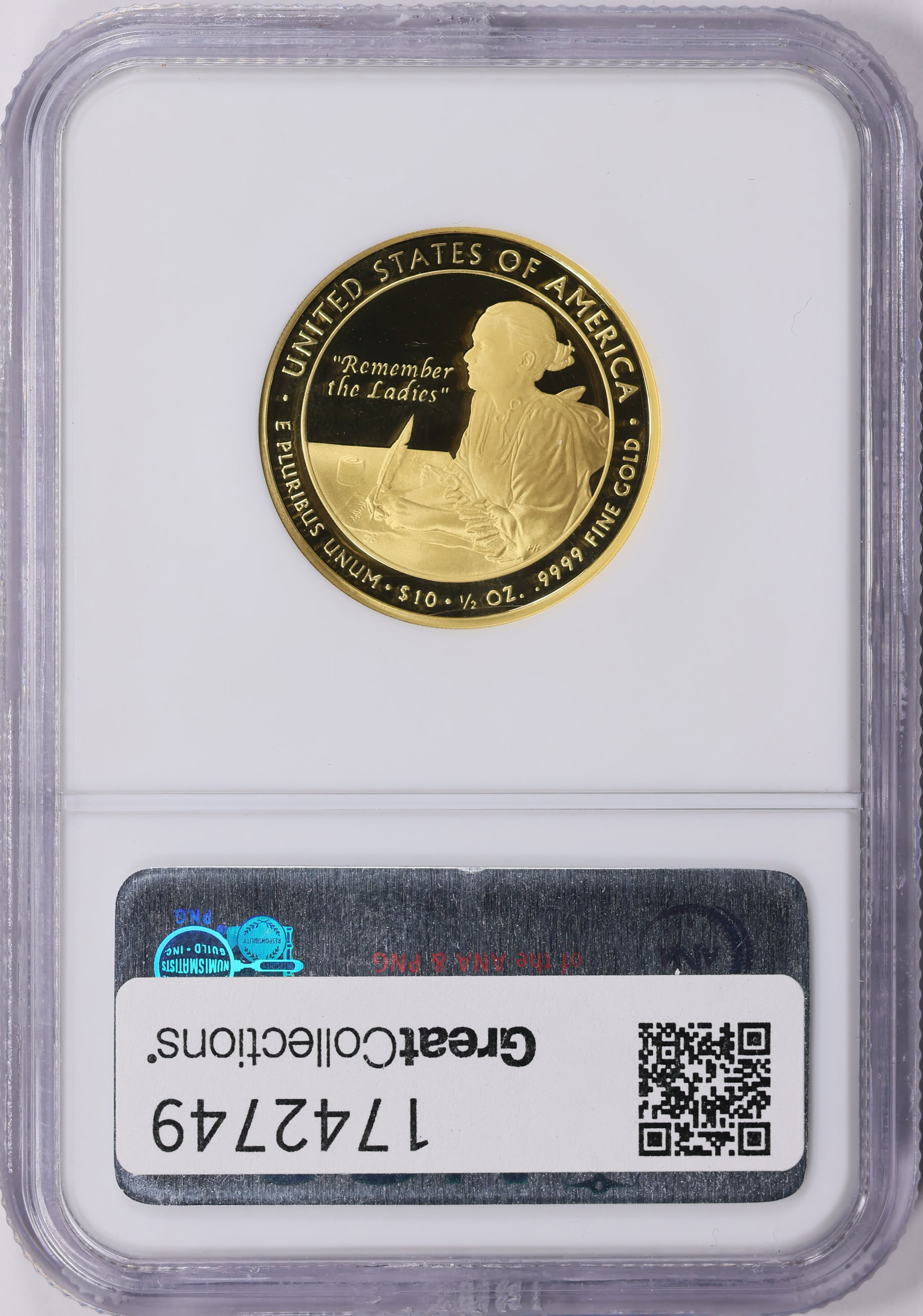 2007-W First Spouse $10 Gold Abigail Adams NGC Proof-70 UC (Item ...