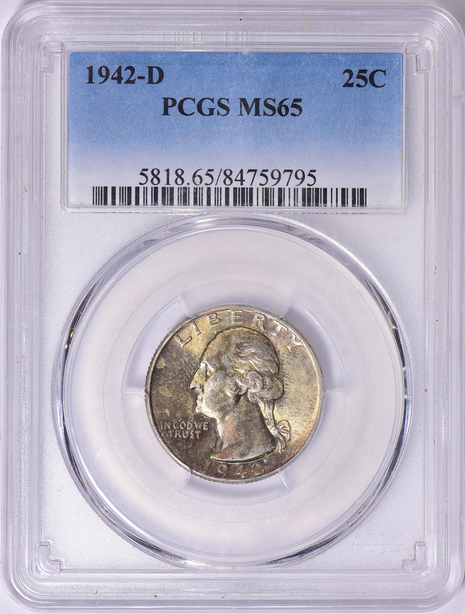 1942-D Washington Quarter PCGS MS-65 (Toned) (Item 1742869) | GreatCollections Coin Auctions