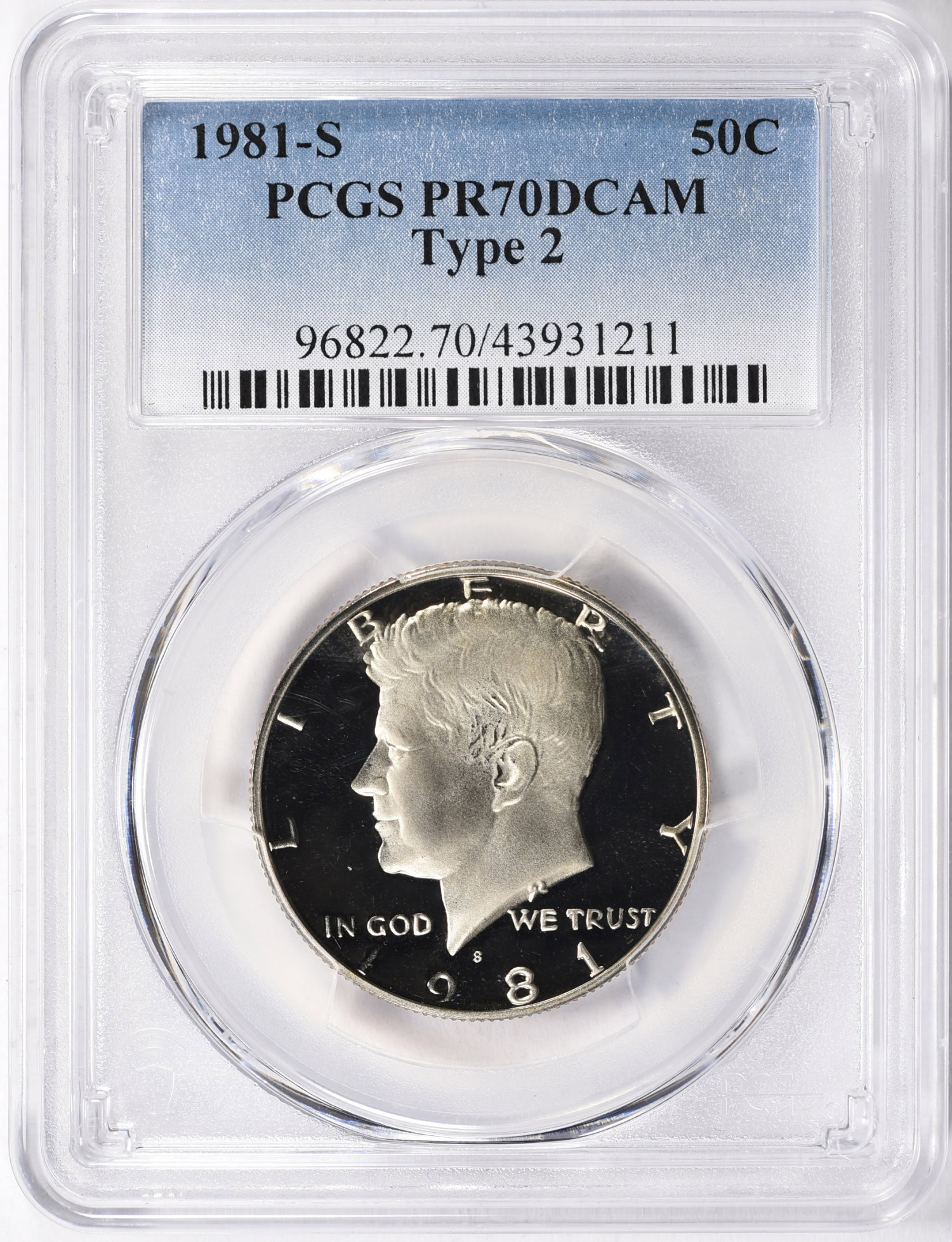 1981-S Kennedy Half Dollar Type 2 PCGS Proof-70 DCAM (Item 1742887) | GreatCollections Coin Auctions