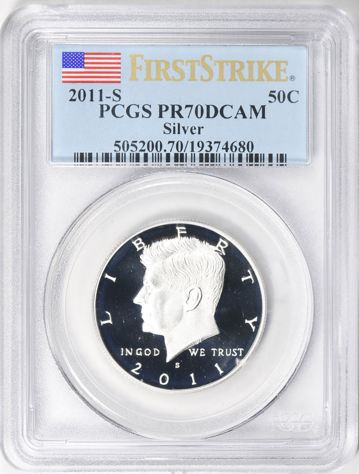 2011-S Kennedy Half Dollar Silver First Strike PCGS Proof-70 DCAM (Item 1742921 ...