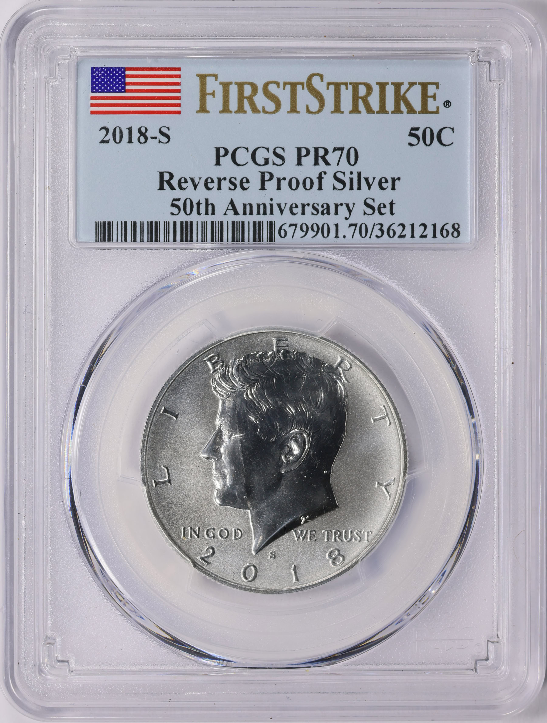2018-S Kennedy Half Dollar Silver Reverse Proof First Strike (From the Reverse Proof 50th ...