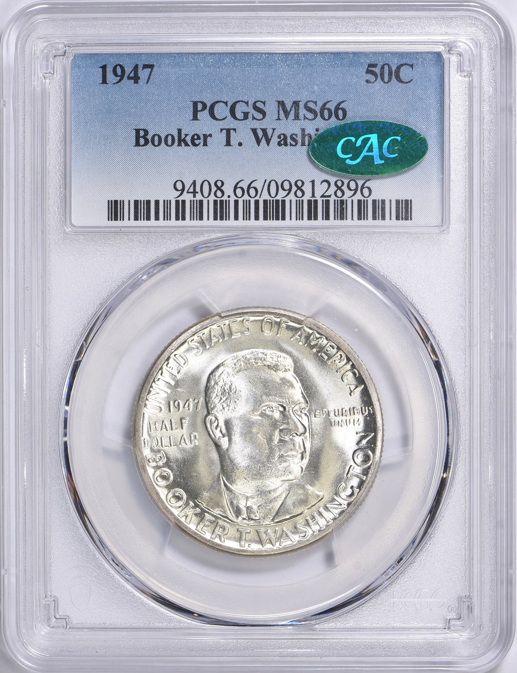 1947 Booker T. Washington Memorial Half Dollar PCGS MS-66 (CAC Green) (Item 1743211 ...