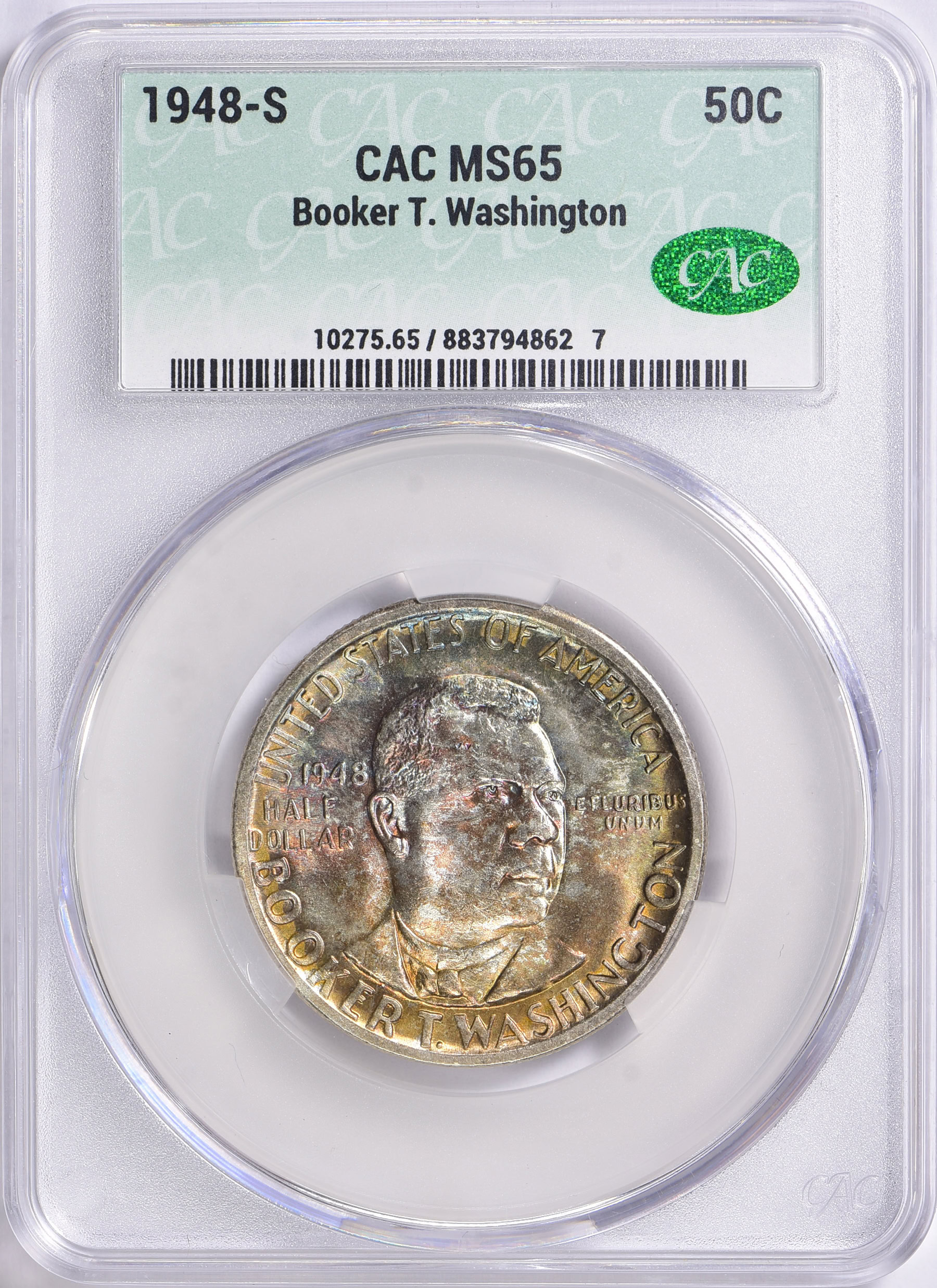 1948-S Booker T. Washington Memorial Half Dollar CACG MS-65 (Toned) (Item 1743337 ...