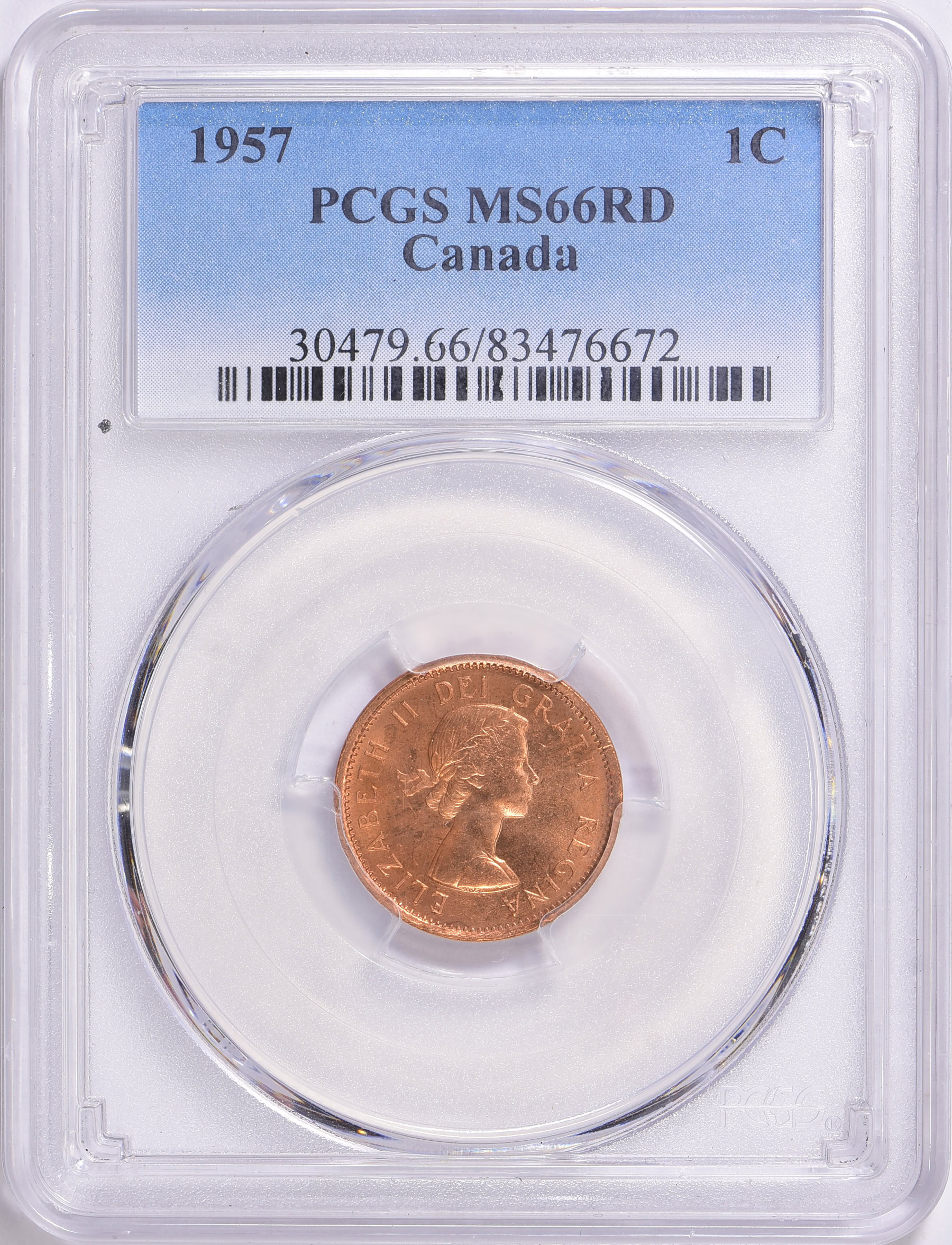 Canada 1957 Cent KM-49 PCGS MS-66 RD (Item 1743389) | GreatCollections ...