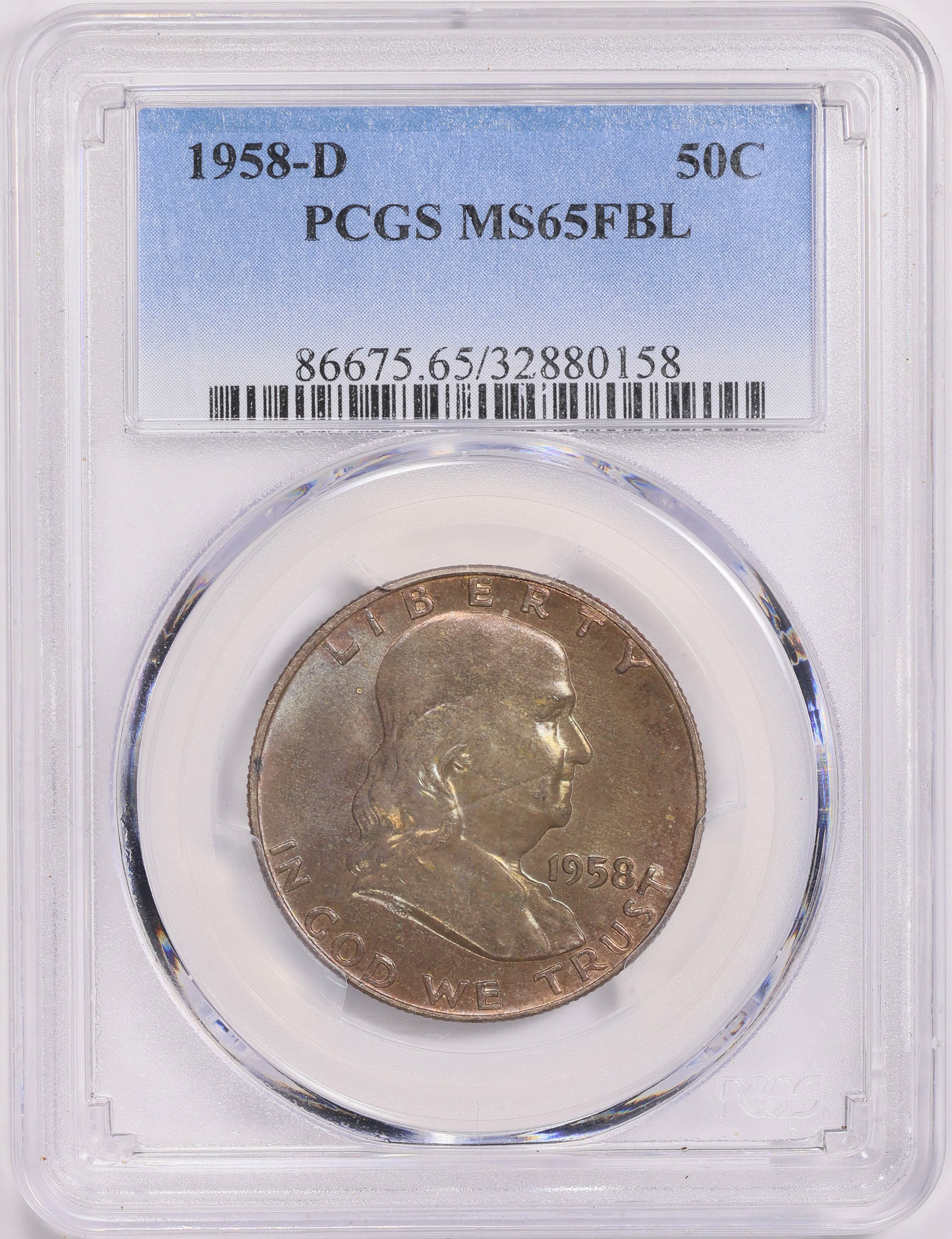 1958-D Franklin Half Dollar PCGS MS-65 FBL (Toned) (Item 1743470 ...