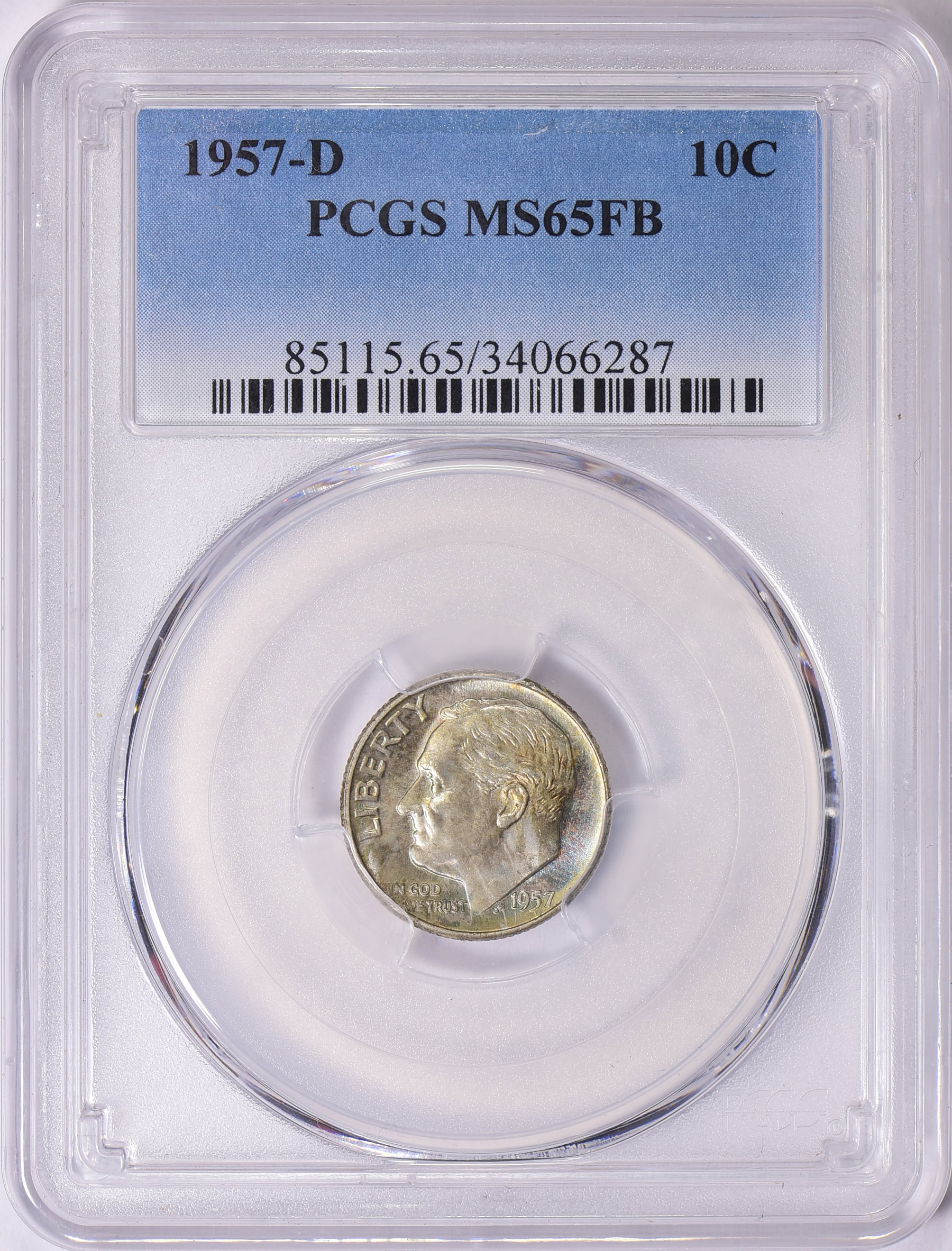 1957-D Roosevelt Dime PCGS MS-65 FB (Toned) (Item 1743495 ...