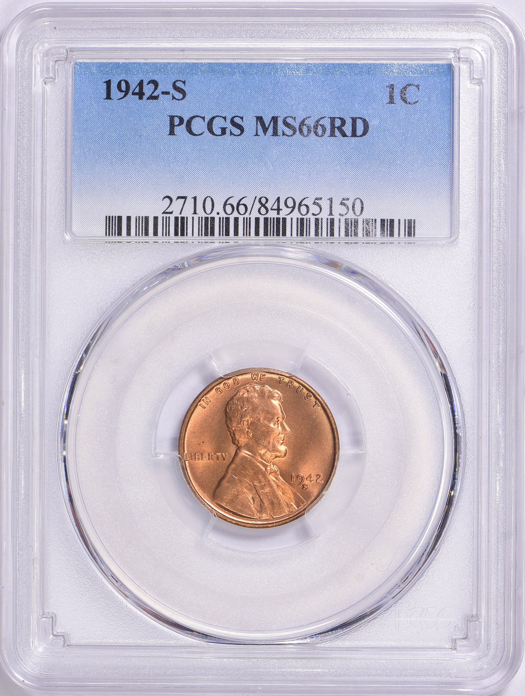 1942-S Lincoln Cent PCGS MS-66 RD (Item 1743517) | GreatCollections Coin Auctions
