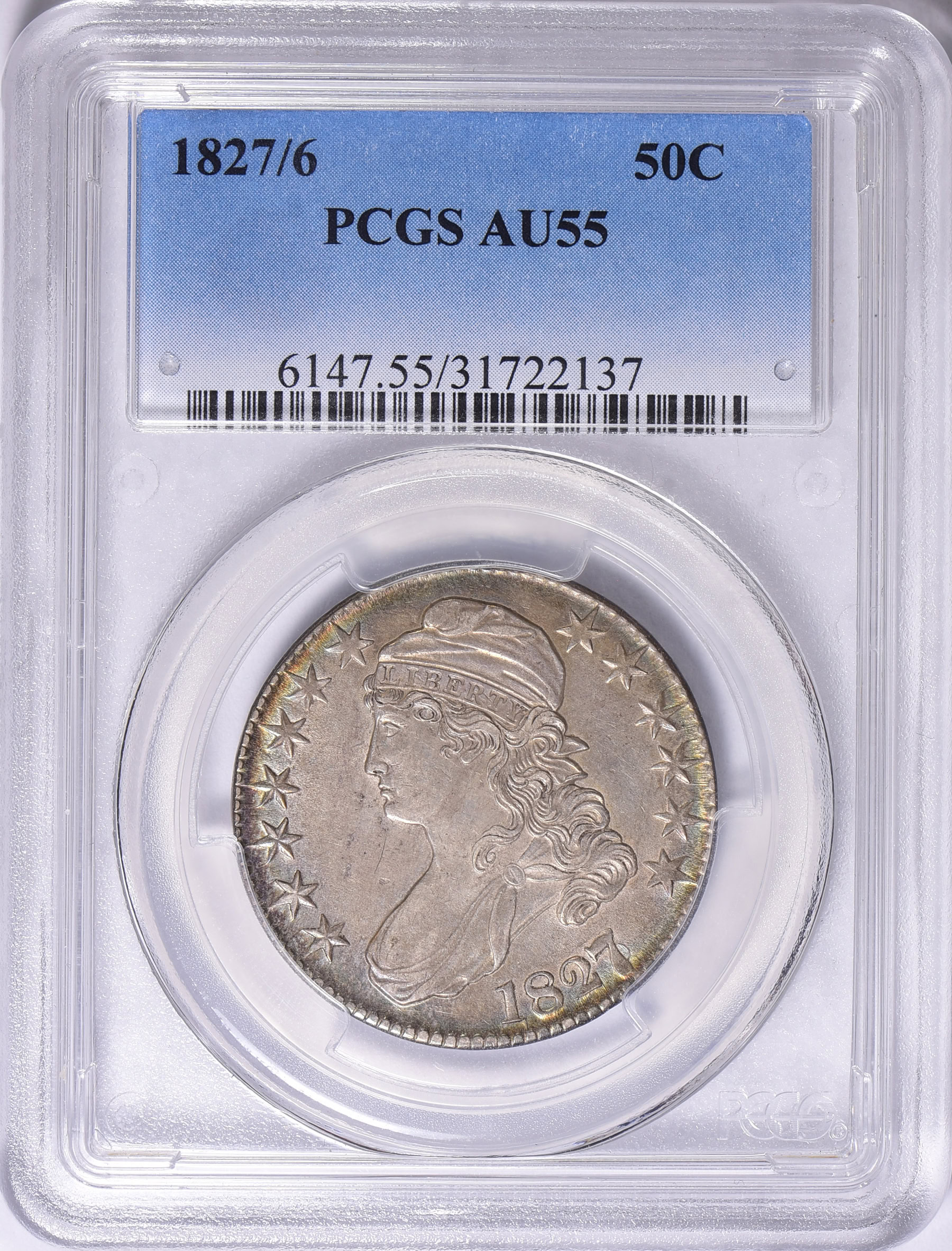 1827/6 Capped Bust Half Dollar PCGS AU-55 (Toned) (Item 1743595) | GreatCollections Coin Auctions