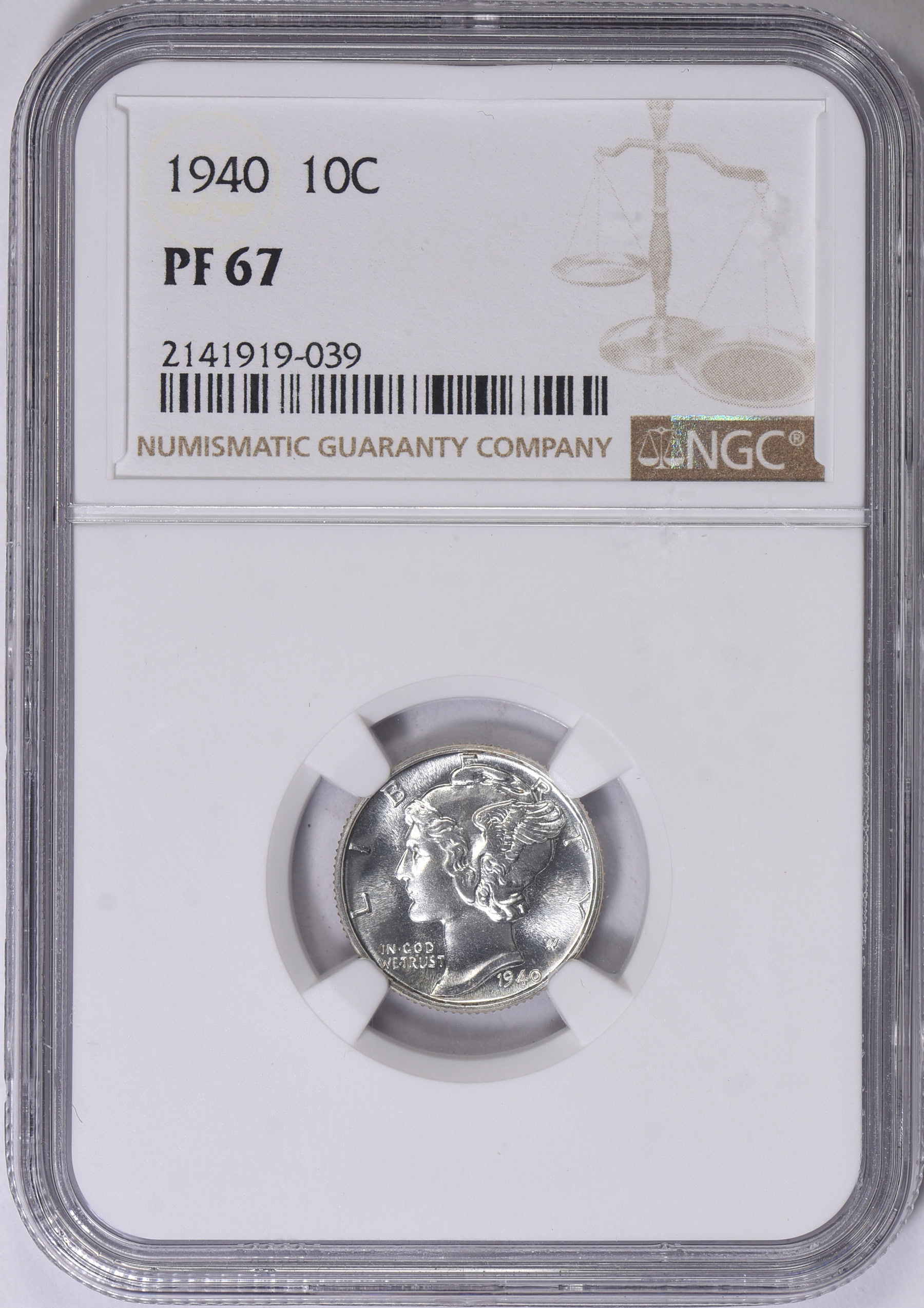 1940 Mercury Dime NGC Proof-67 (Item 1743598) | GreatCollections Coin Auctions