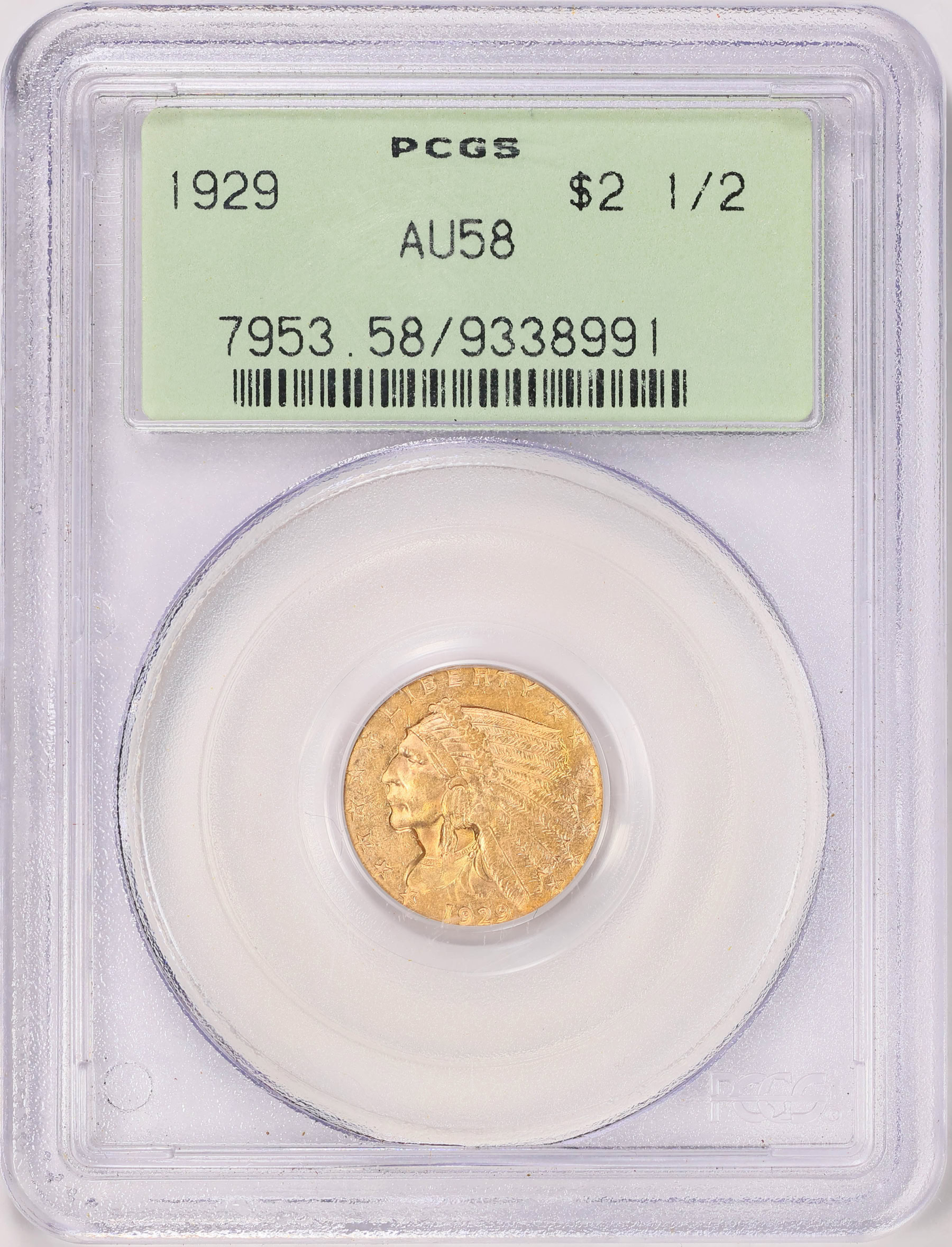 1929 Indian Gold Quarter Eagle PCGS AU-58 OGH (Item 1743704 ...