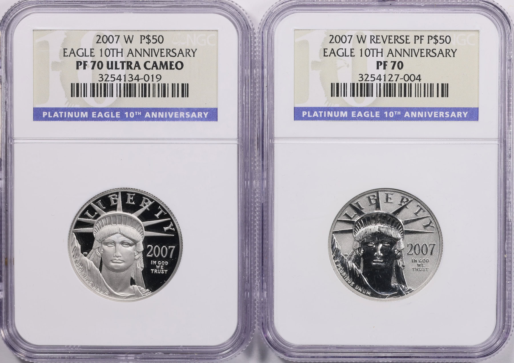 2007-W $50 Half-Ounce Platinum American Eagle 10th Anniversary Set NGC ...