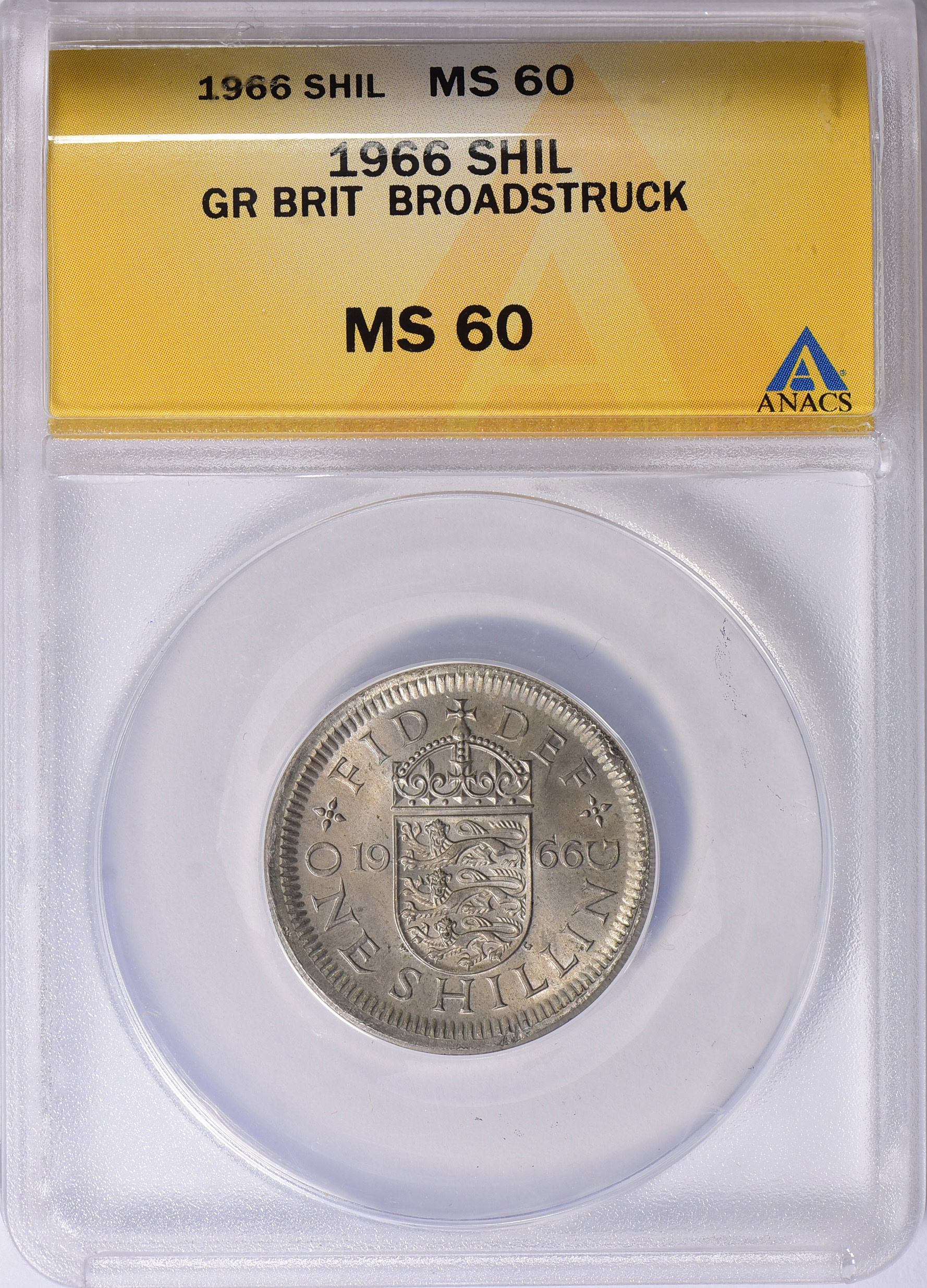 Great Britain Mint Error 1966 Shilling Broadstruck KM-904 ANACS MS-60 ...