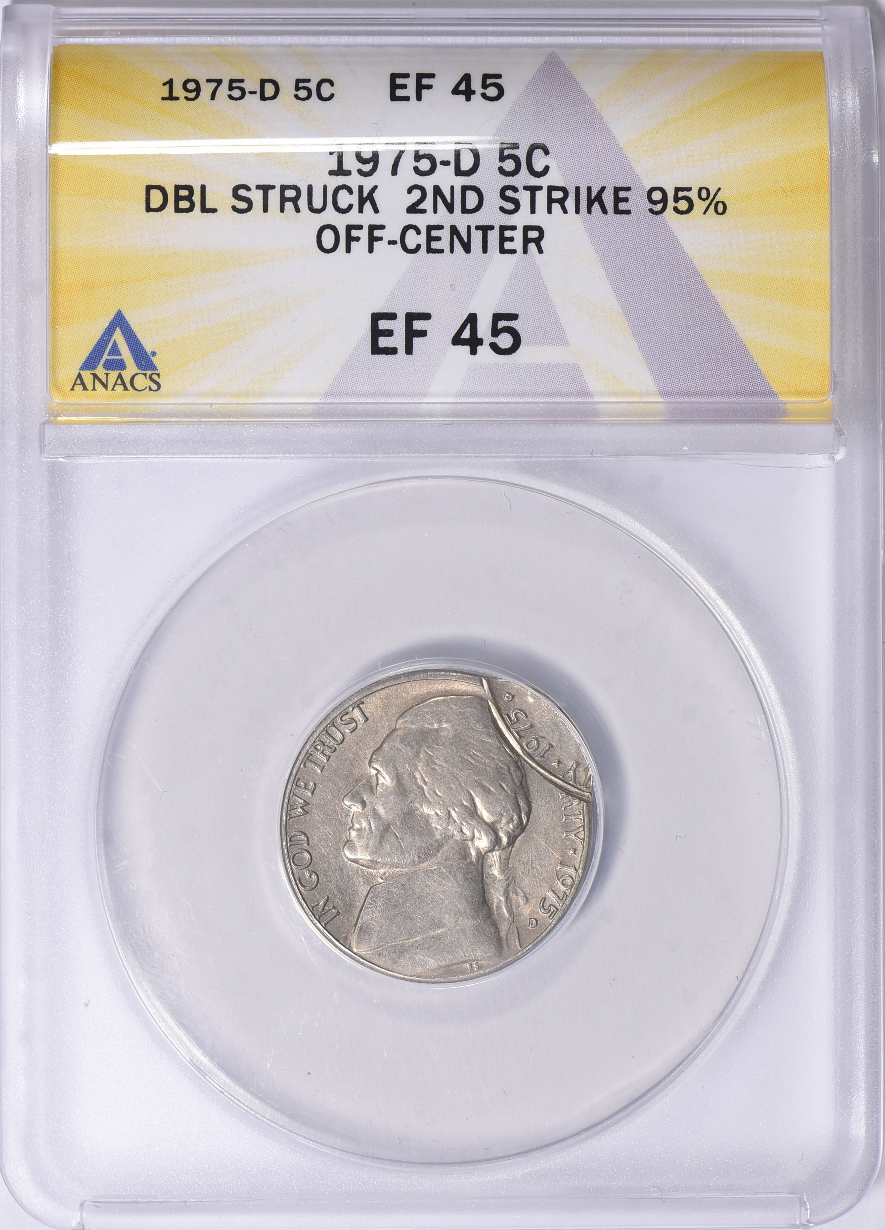 Mint Error 1975-D Jefferson Nickel Double Struck 2nd Strike 95% Off ...