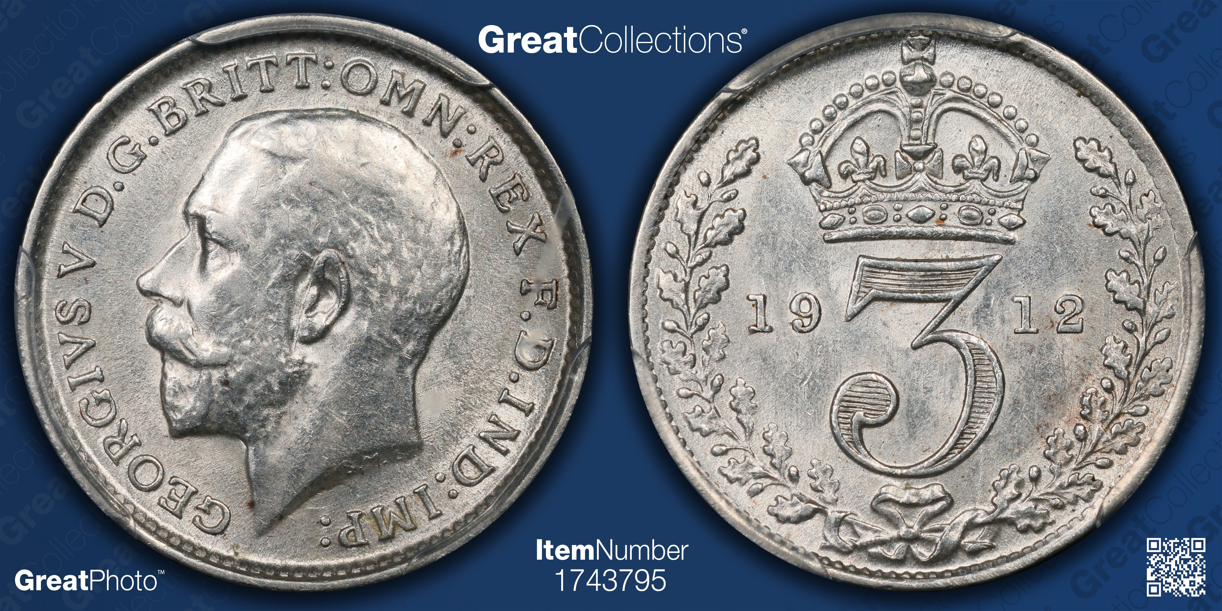 Great Britain 1912 Silver 3 Pence KM-813 PCGS AU-58 (Ex: Lee A. Johnson ...