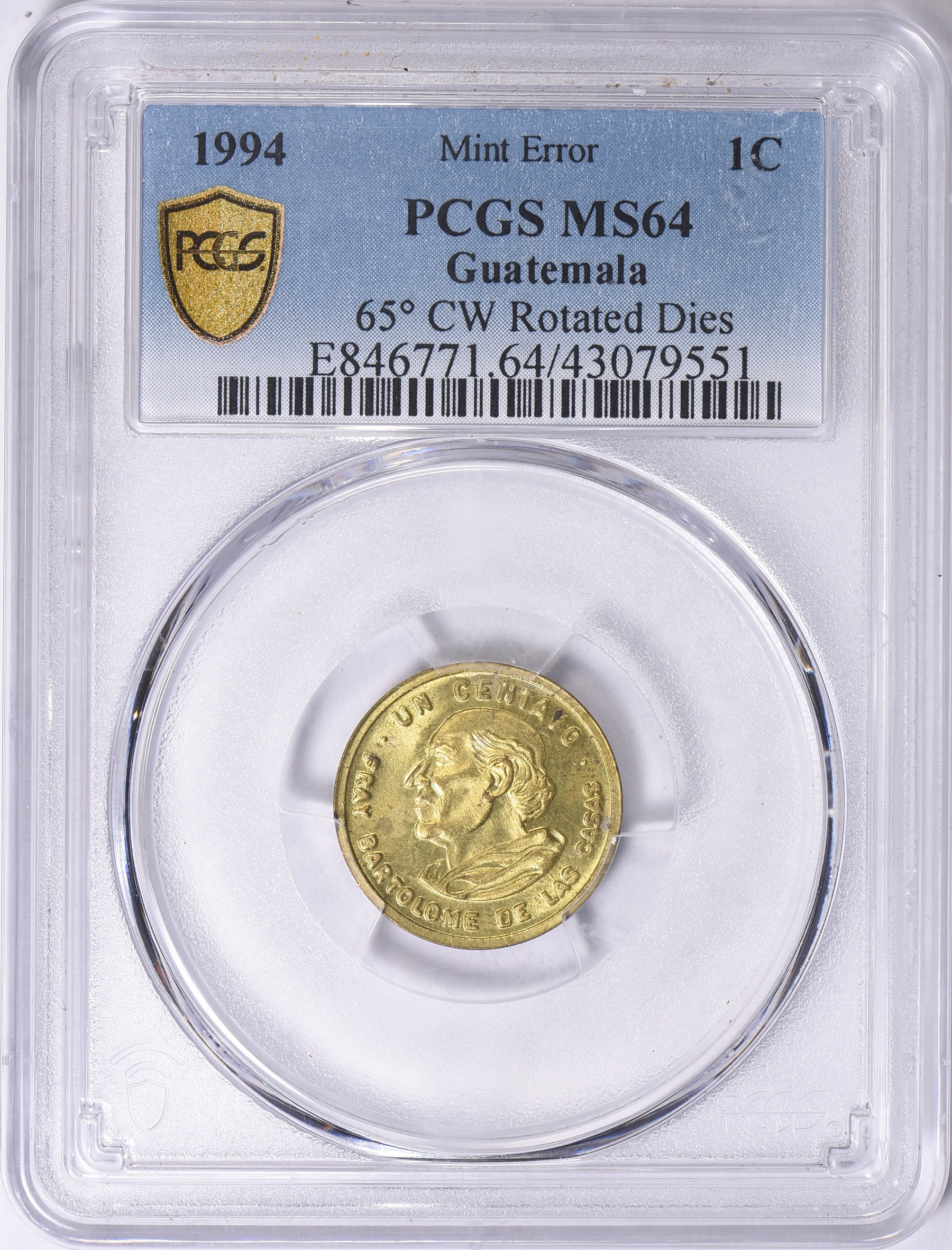 Guatemala Mint Error 1994 Centavo 65 Degrees Rotated Dies KM-275.5 PCGS ...