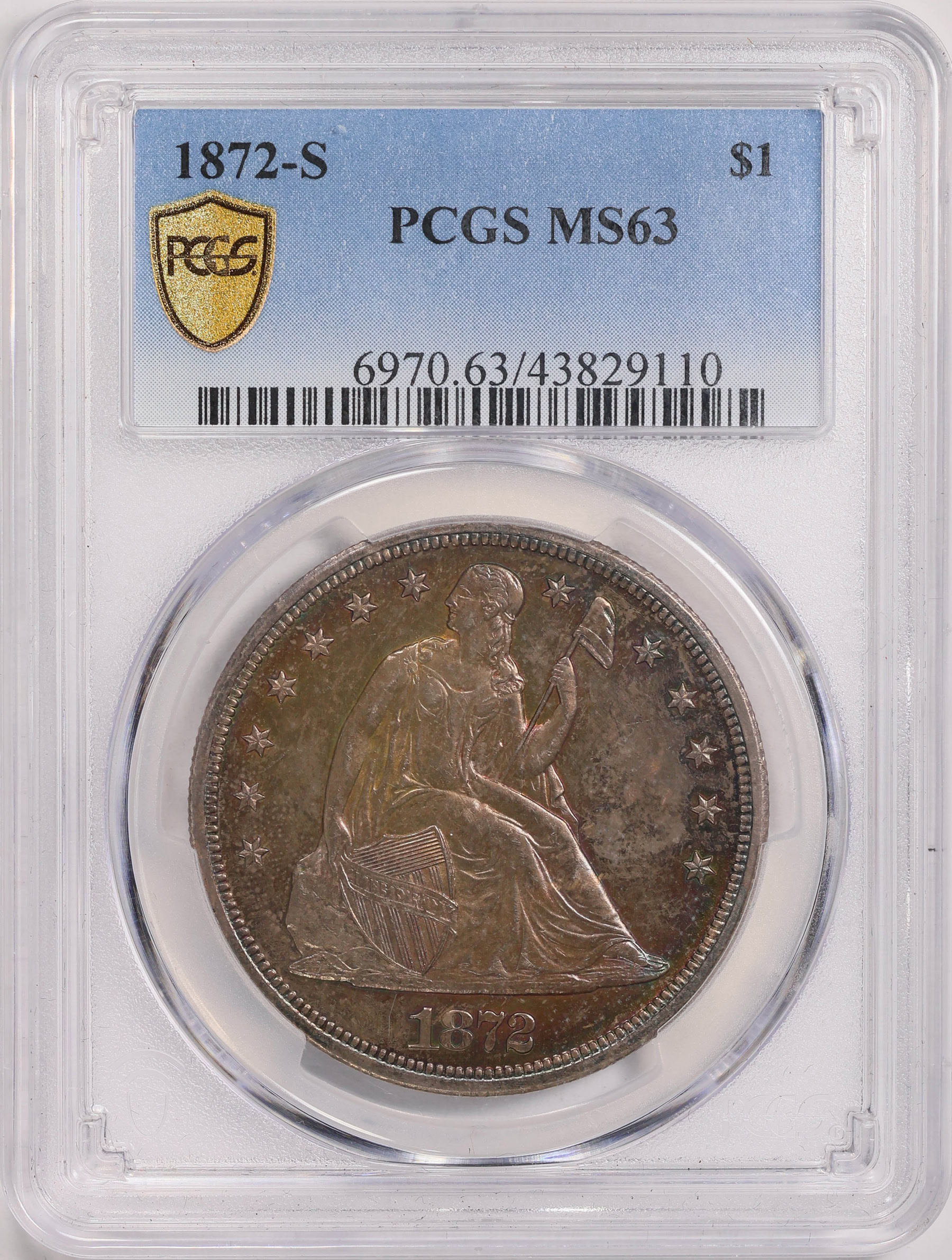 1872-S Seated Liberty Silver Dollar PCGS MS-63 (Toned) (Item 1743852) | GreatCollections Coin ...