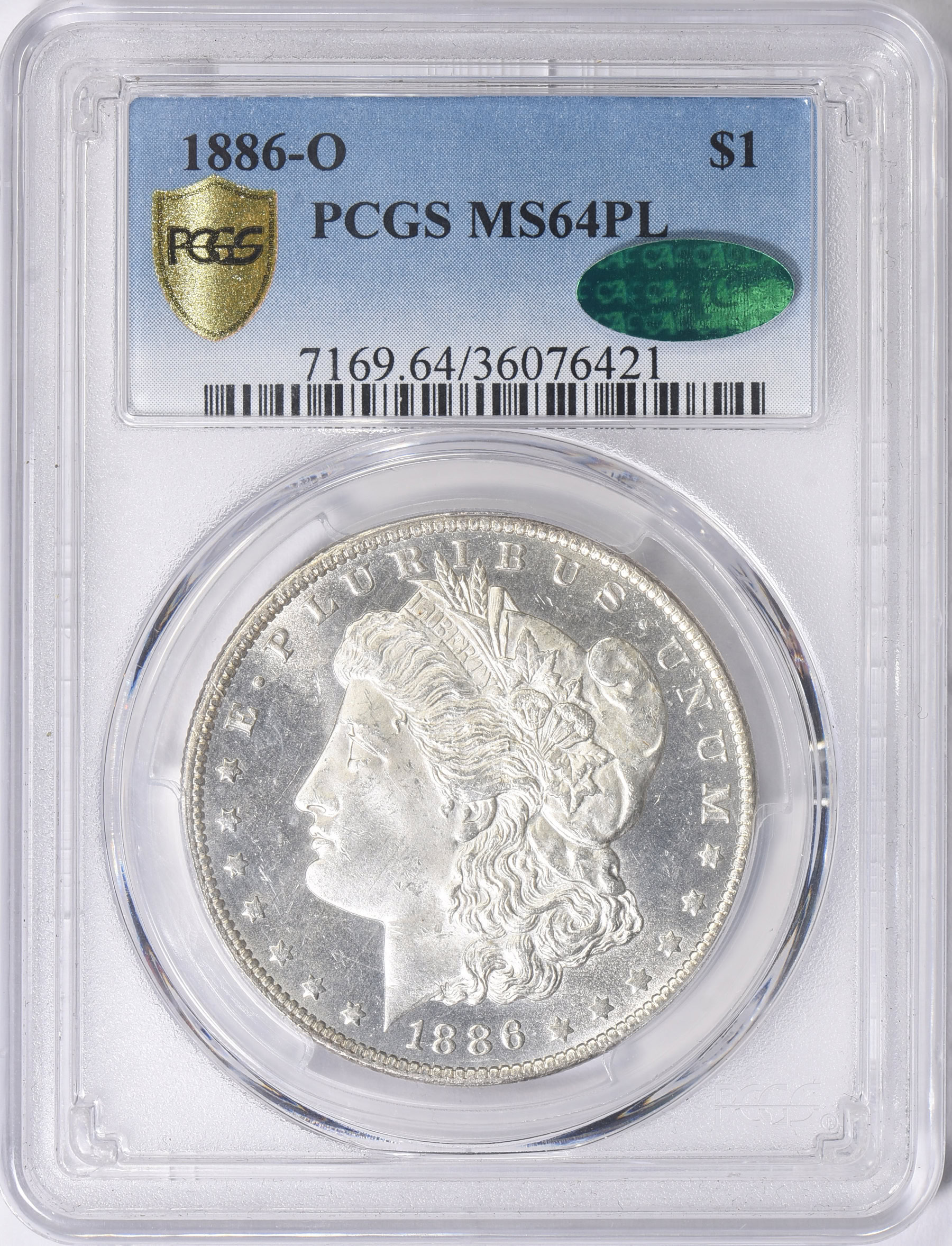 1886-O Morgan Silver Dollar PCGS MS-64 PL (CAC Green) (Item 1743930) | GreatCollections Coin ...