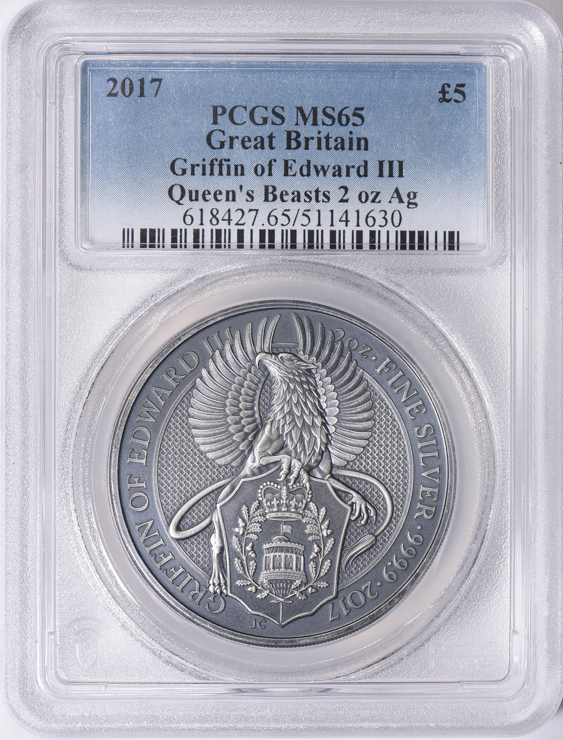 Great Britain 2017 Silver £5 Queen's Beasts Griffin of Edward III KM ...