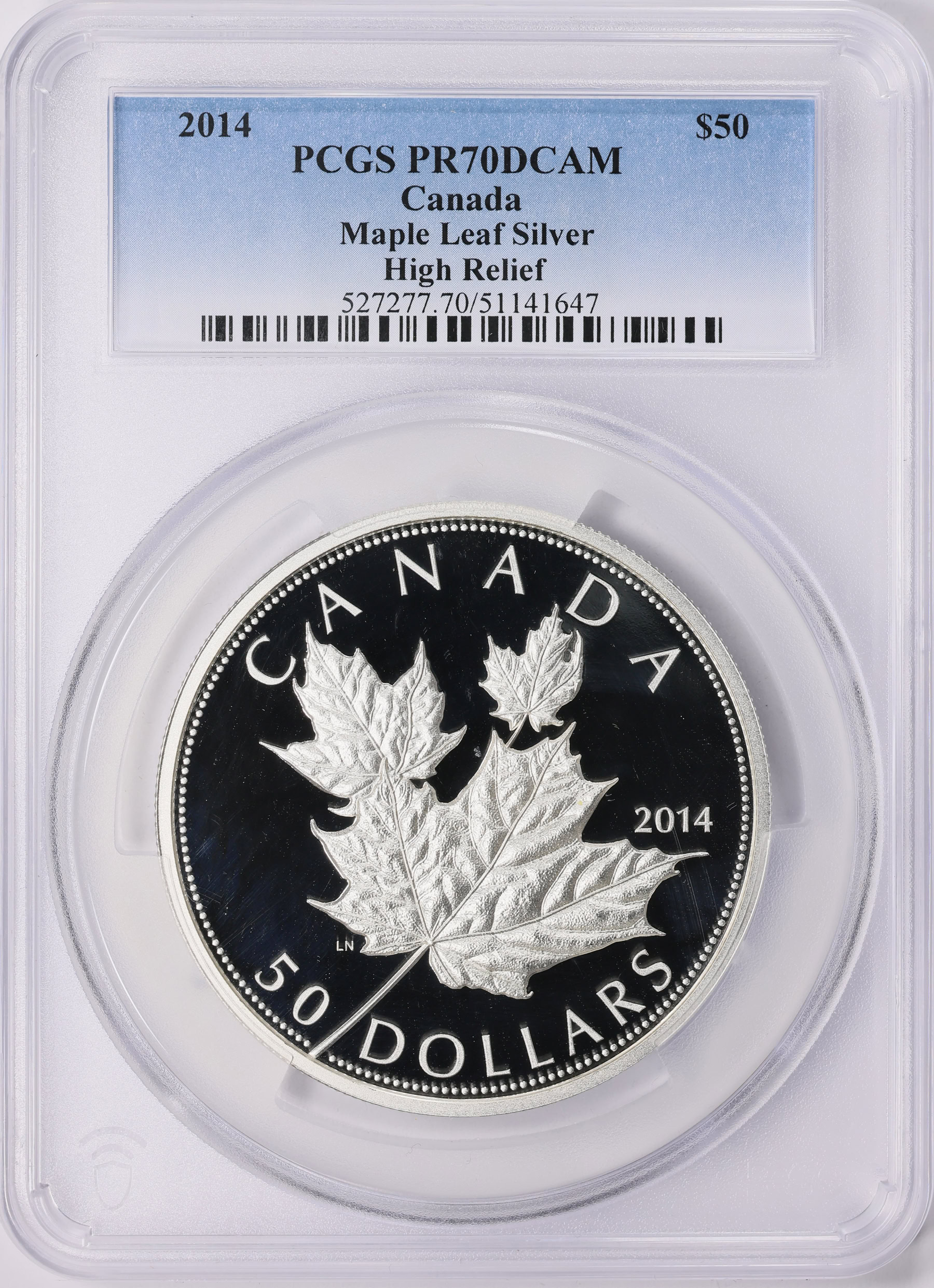 Canada 2014 Silver $50 Maple Leaf High Relief KM-1624 PCGS Proof-70 ...