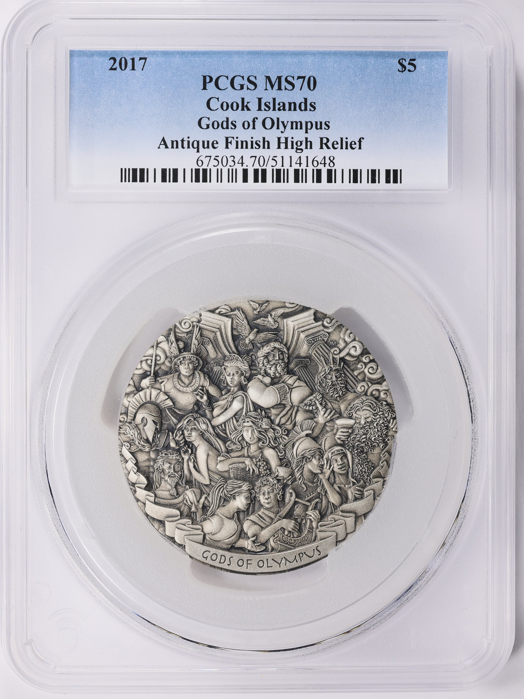 Cook Islands 2017 Silver $5 Gods of Olympus High Relief Antique Finish ...