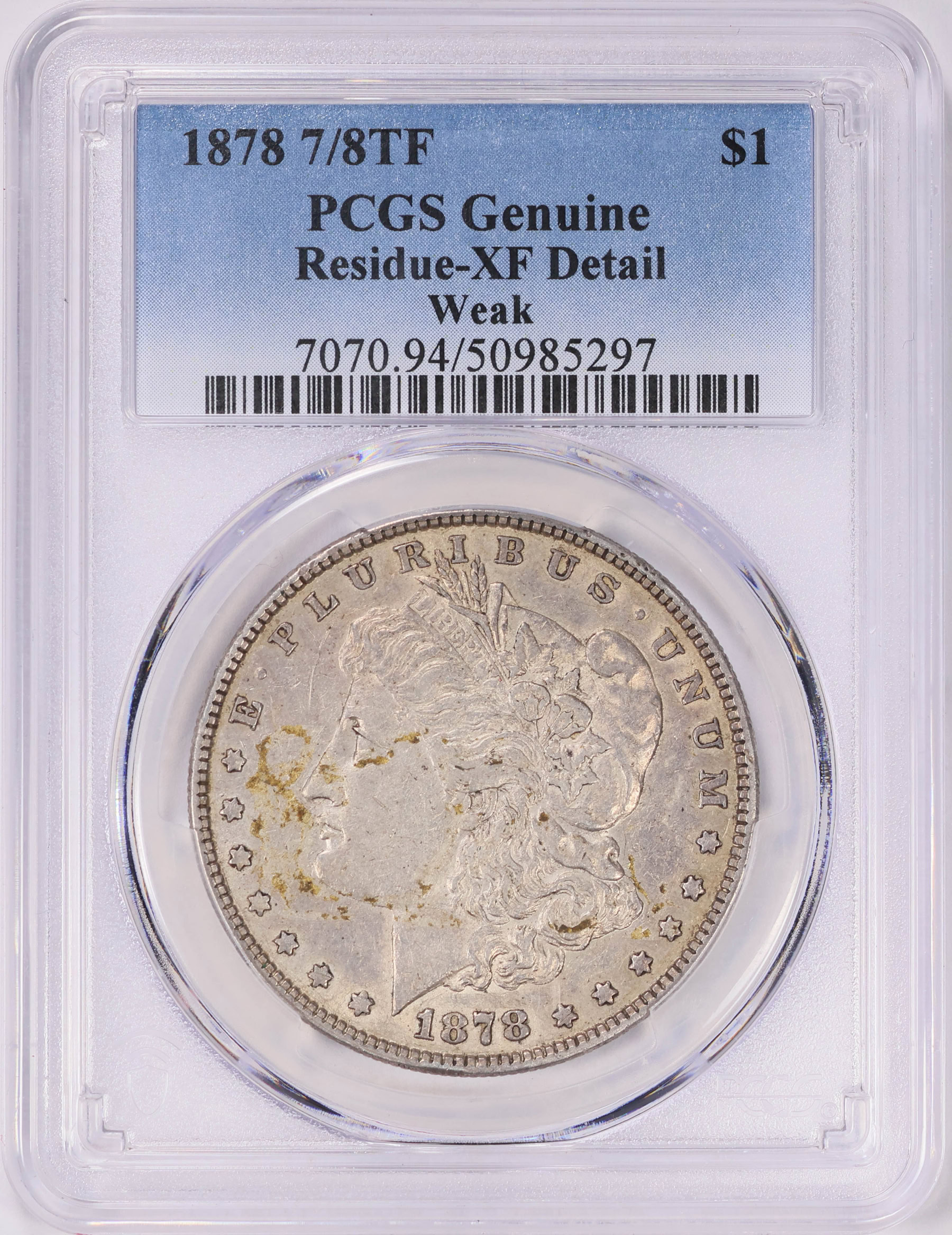 1878 Morgan Silver Dollar 7/8 Tailfeathers Weak PCGS Genuine XF Details (Item 1743983 ...