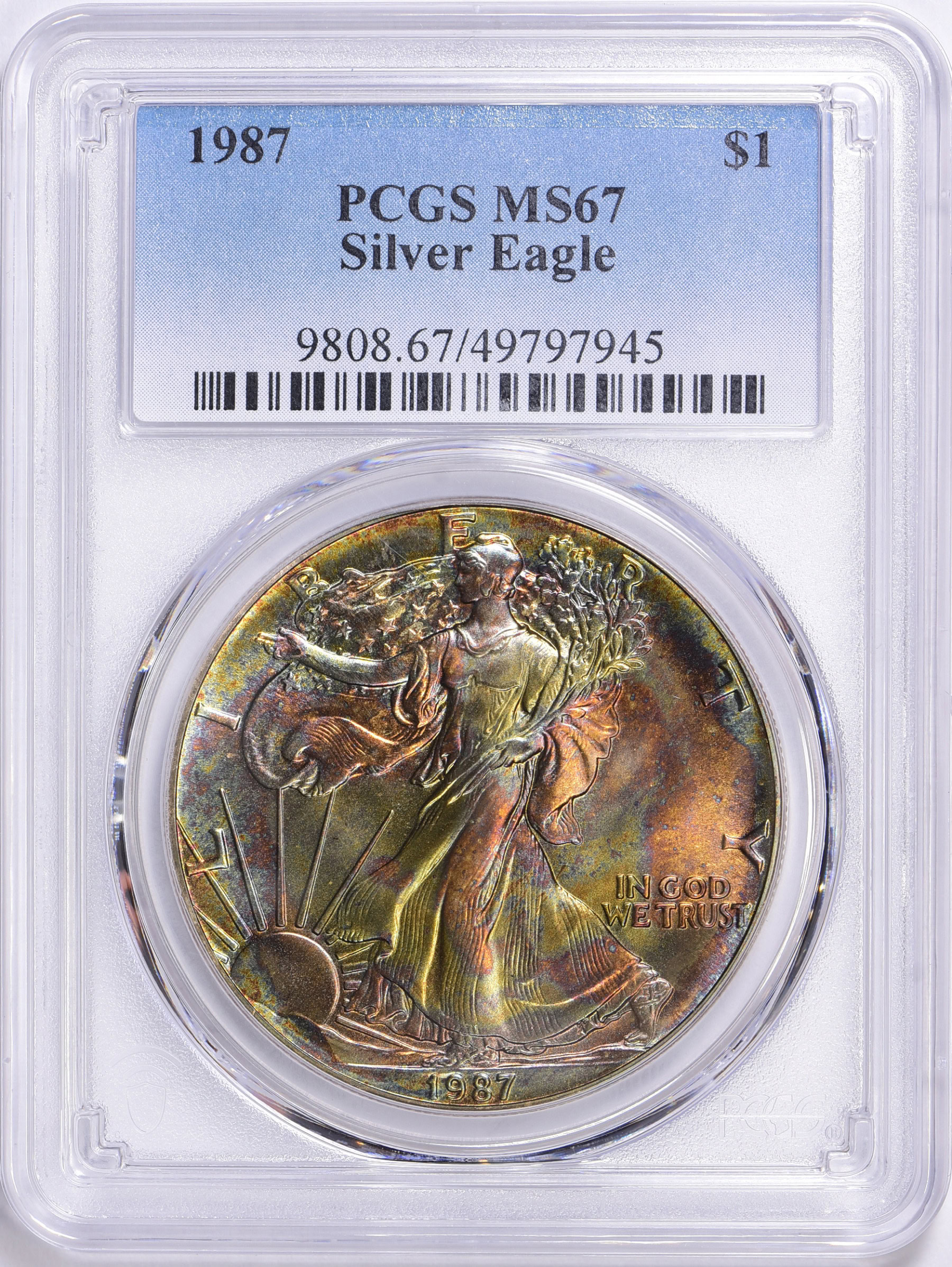 1987 $1 Silver Eagle PCGS MS-67 (Toned) (Item 1743999 ...
