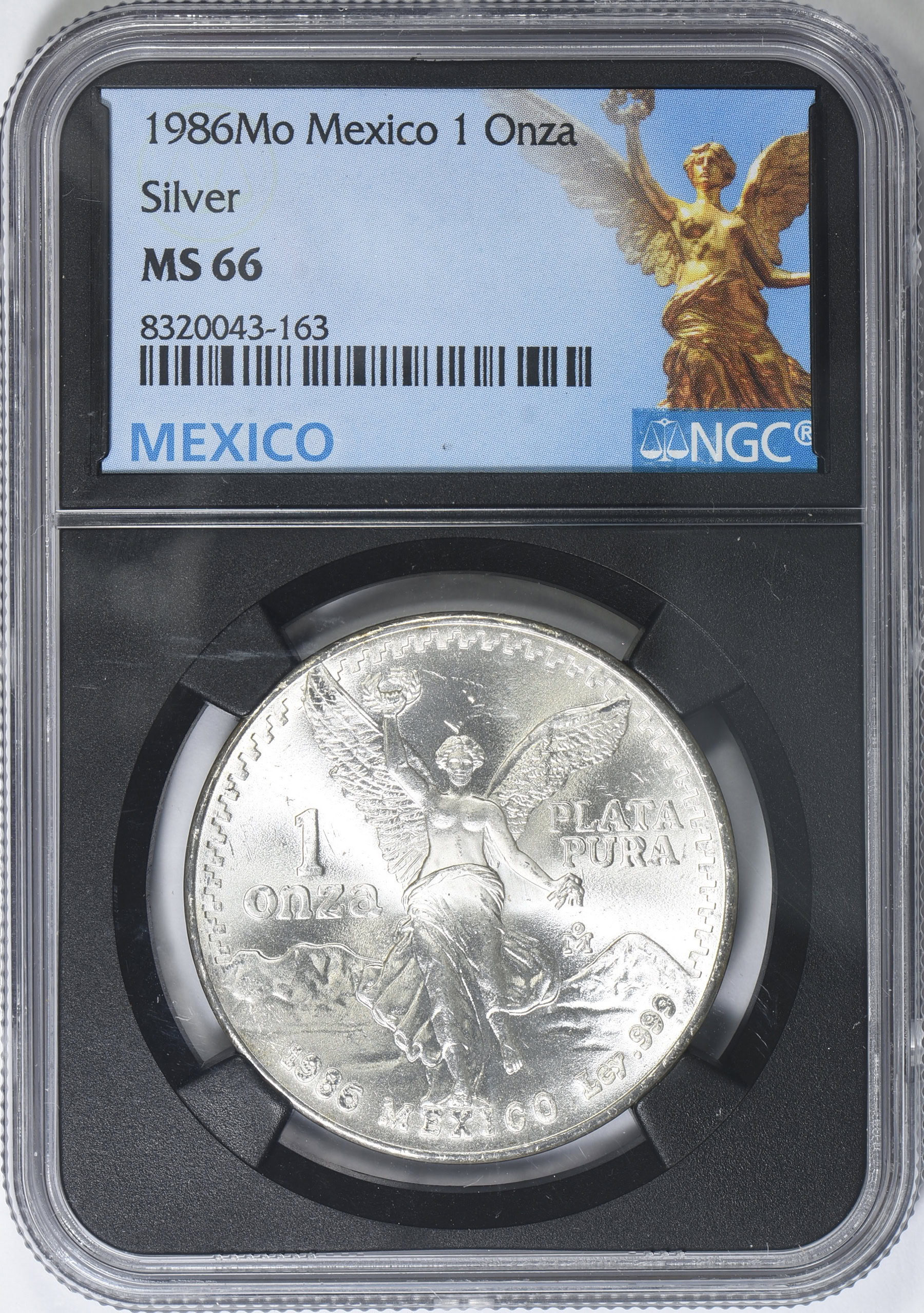 Mexico 1986-Mo Silver Onza Libertad KM-494.1 NGC MS-66 (Black Retro Holder) (Item 1744060 ...