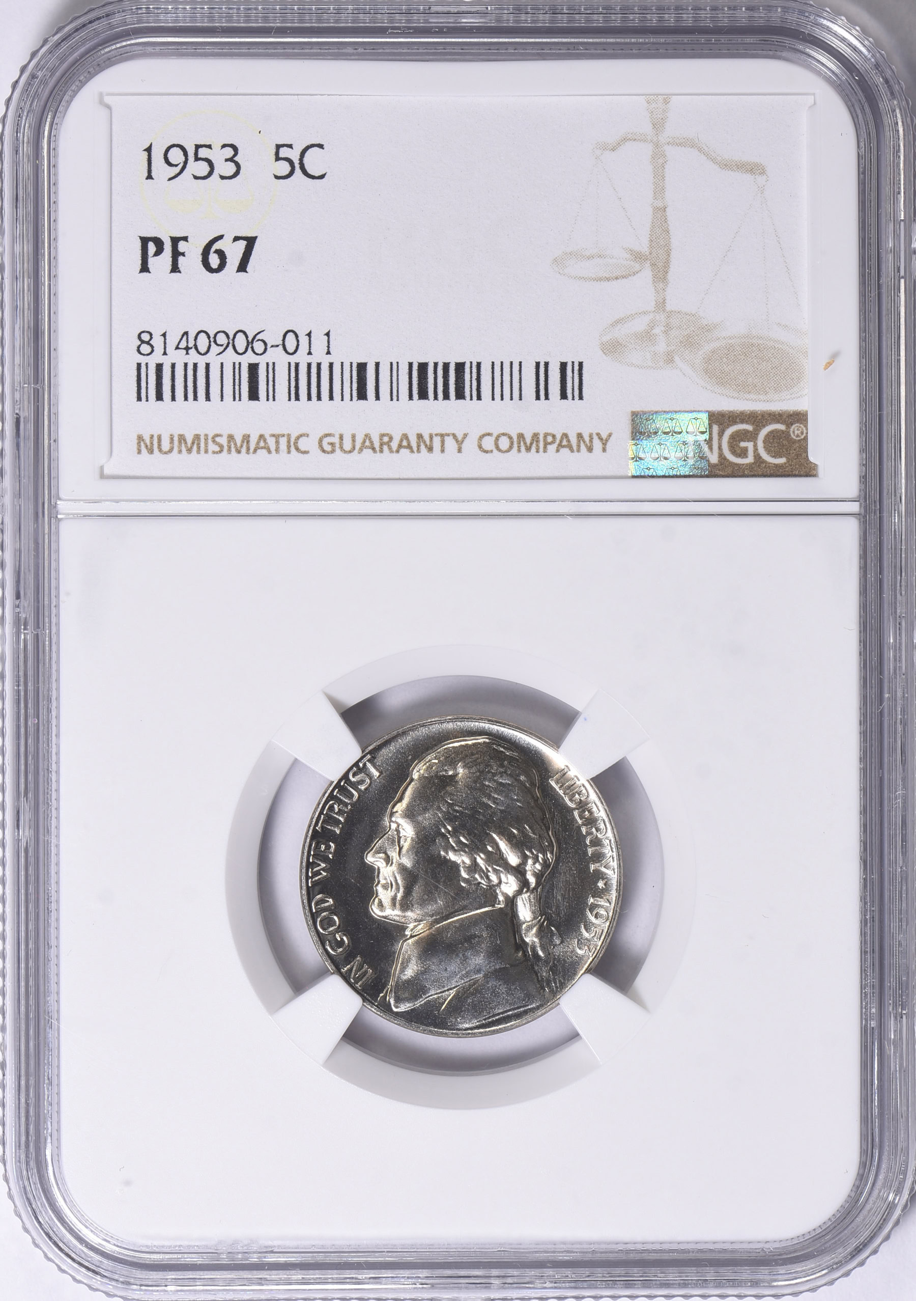1953 Jefferson Nickel NGC Proof-67 (Item 1744079) | GreatCollections Coin Auctions