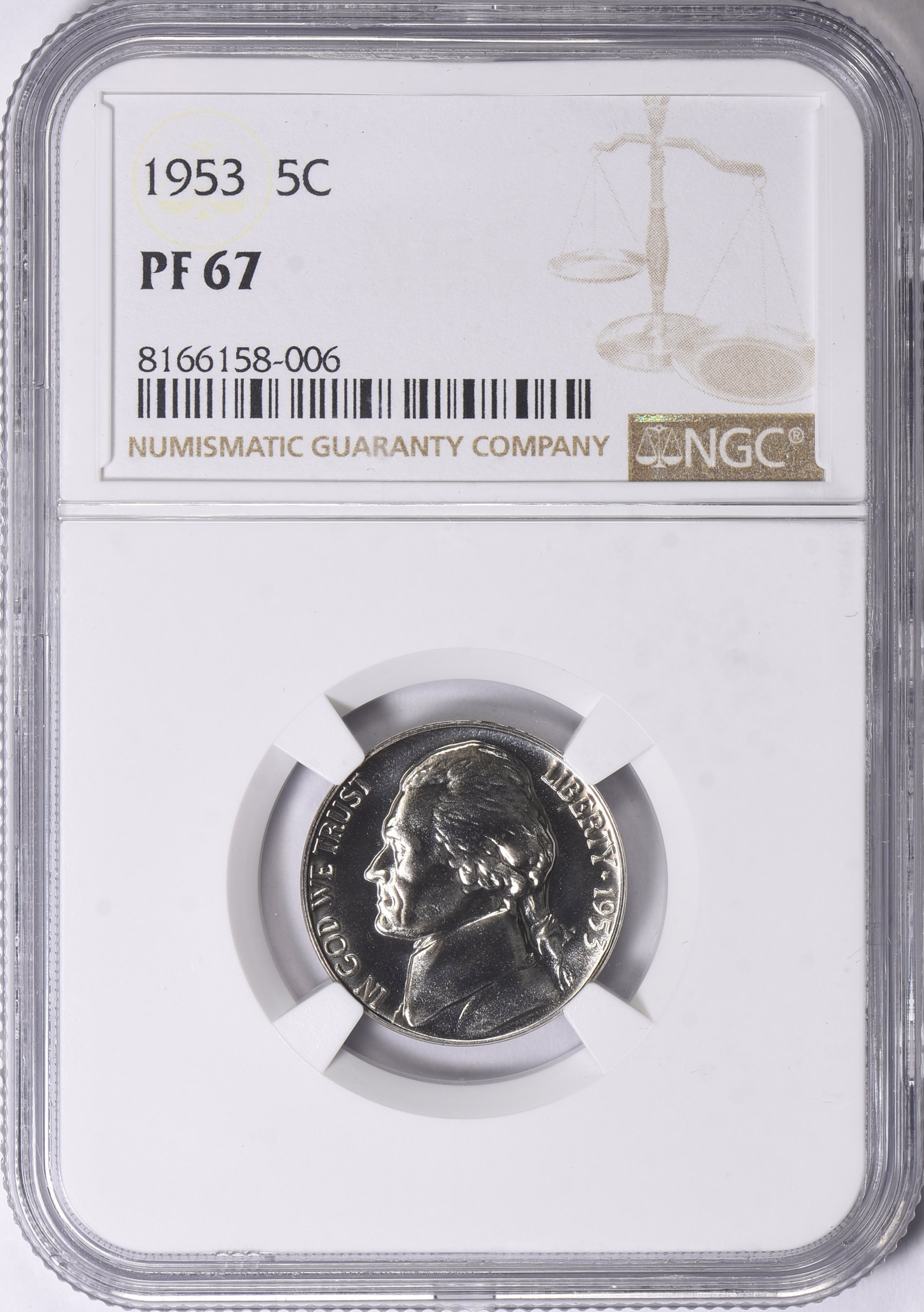 1953 Jefferson Nickel NGC Proof-67 (Item 1744096) | GreatCollections Coin Auctions