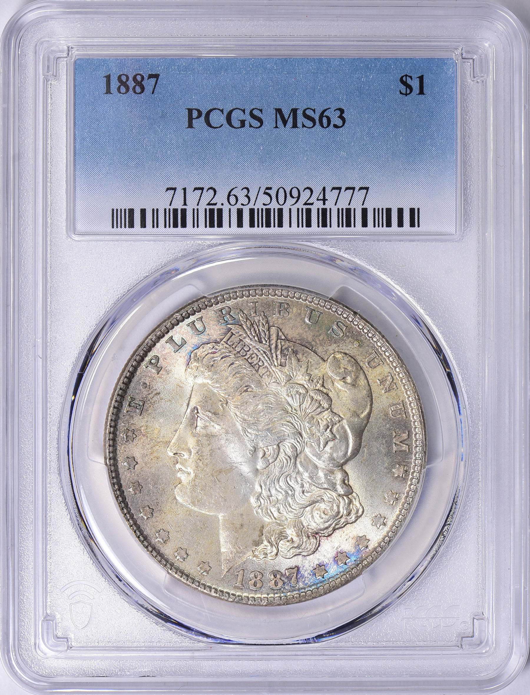 1887 Morgan Silver Dollar PCGS MS-63 (Toned) (Item 1744205) | GreatCollections Coin Auctions