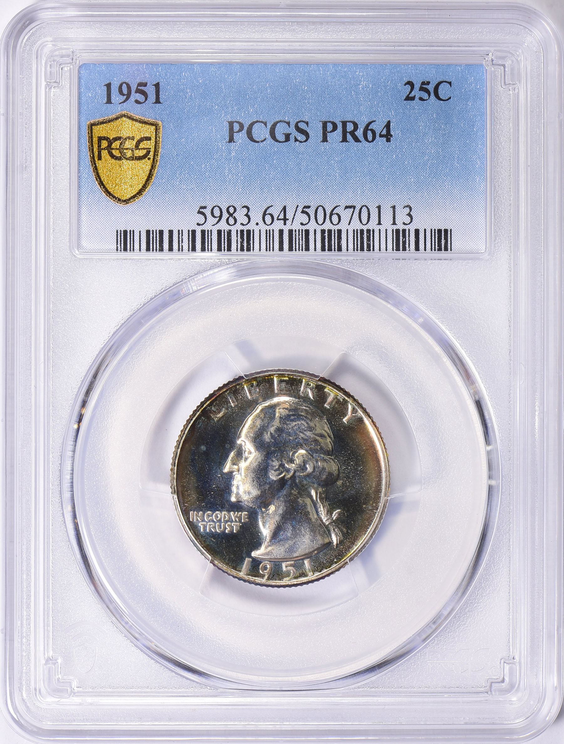 1951 Washington Quarter PCGS Proof-64 (Toned) (Item 1744323 ...
