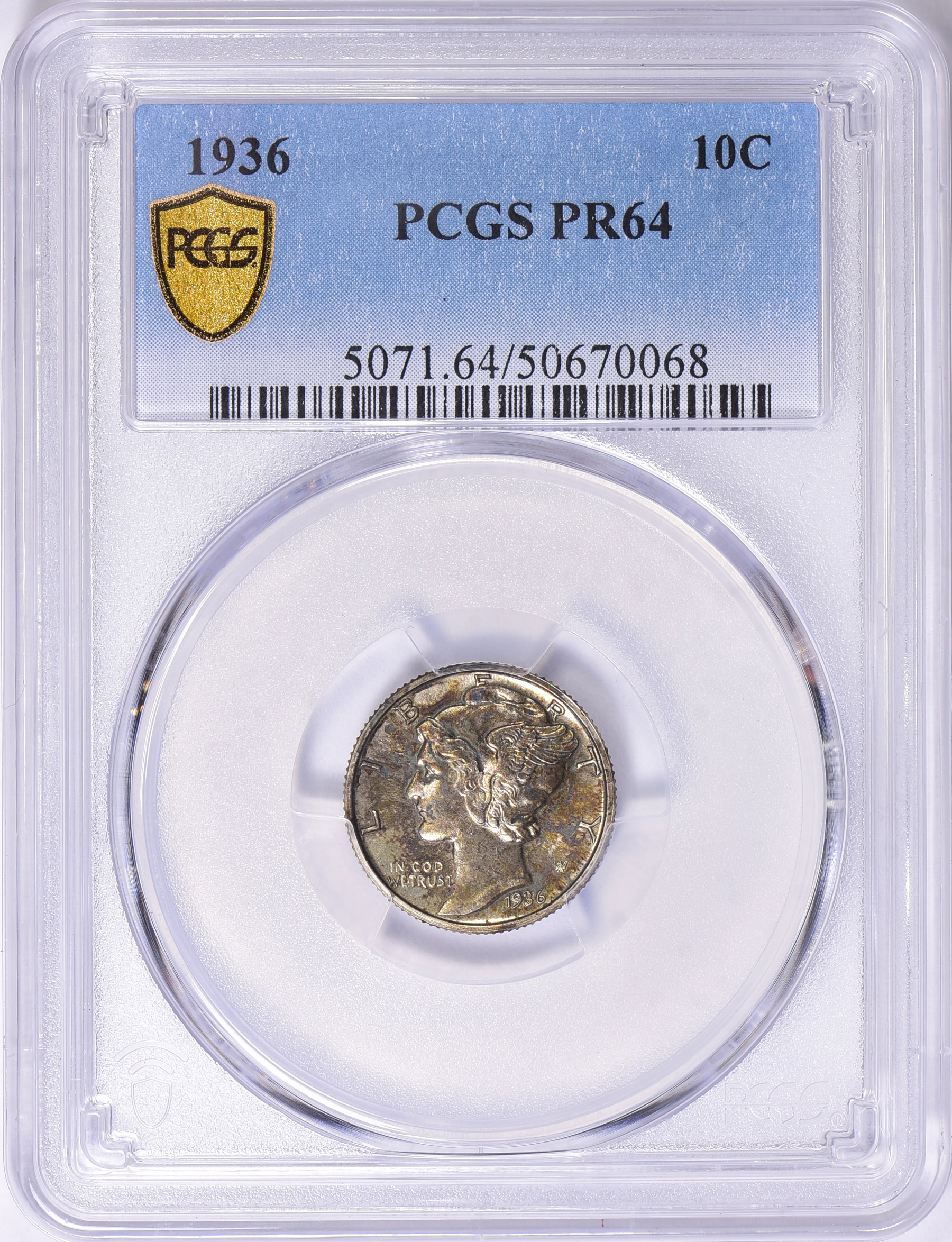 1936 Mercury Dime PCGS Proof-64 (Toned) (Item 1744334) | GreatCollections Coin Auctions