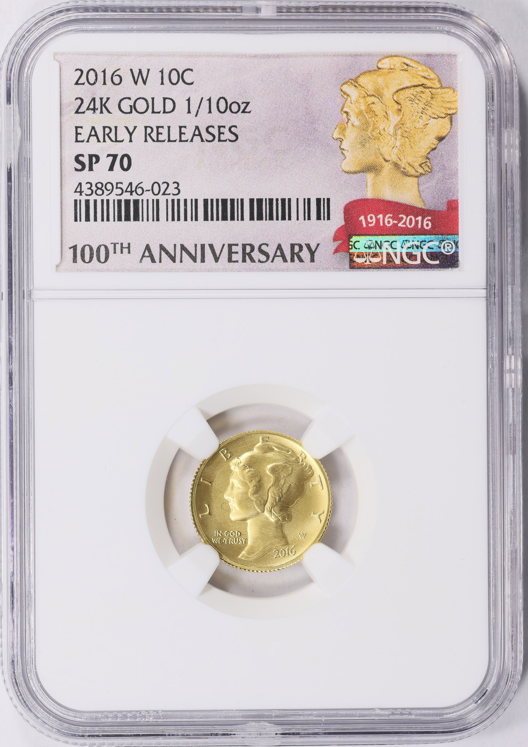 2016-W Gold Mercury Dime 100th Anniversary. Early Releases NGC SP-70 ...